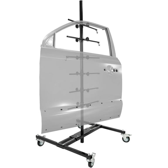 KOJEM Black Paint Stand w/Rotatable Wheels & 6 Hooks, Adjustable Center ...