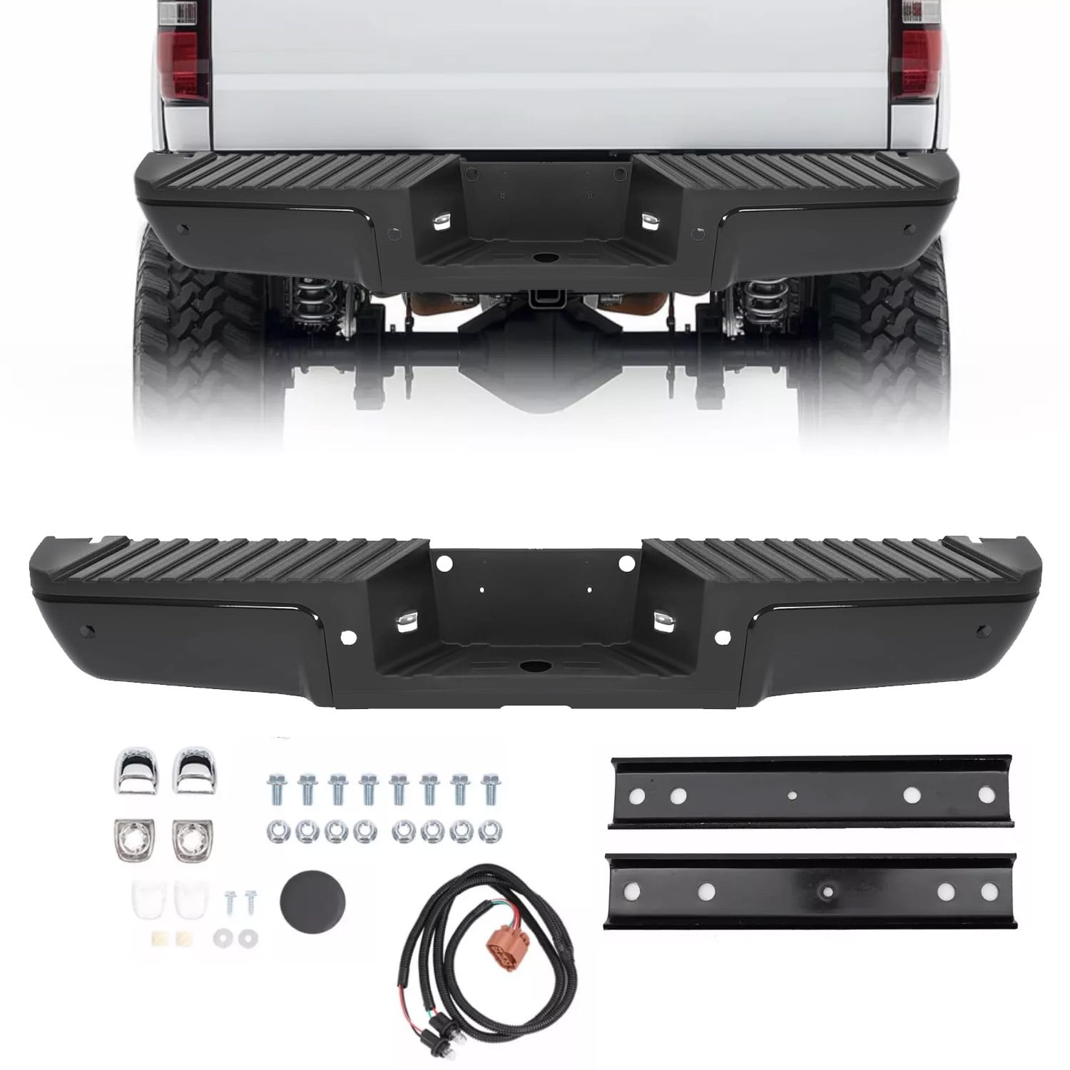 KOJEM Black Rear Step Bumper, Fit for 2008-2016 Ford F250 F350 Super ...