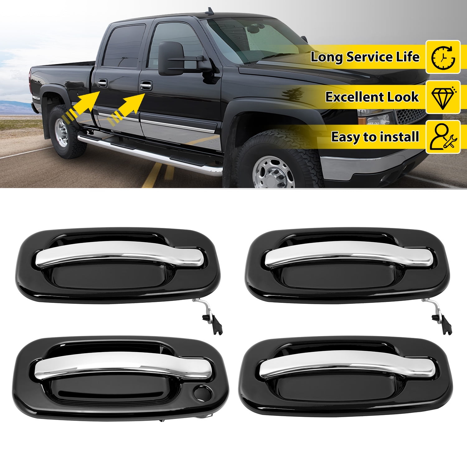 KOJEM Car Outer Door Handles, Fit for 1999-2006 Silverado Sierra, Set ...