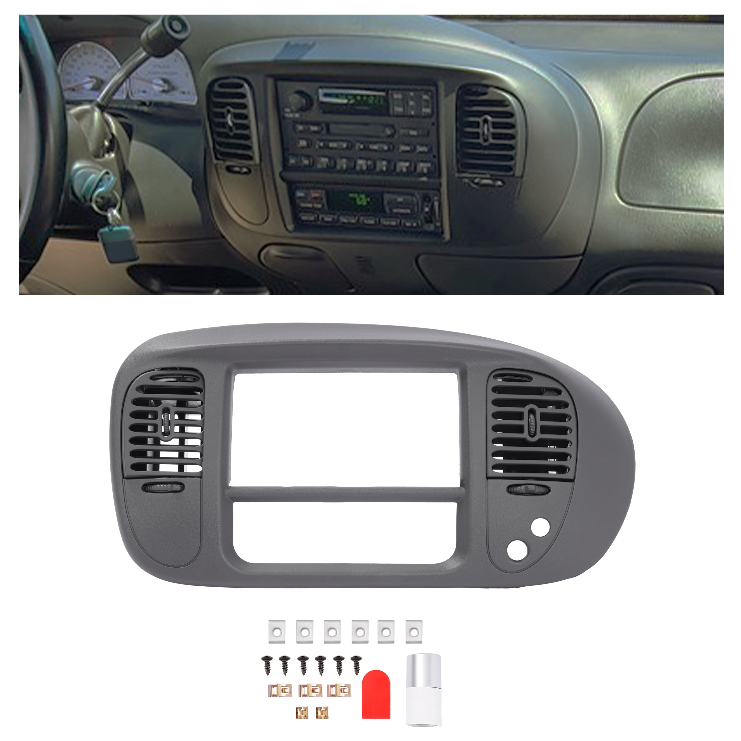 KOJEM Dashboard Radio Panel for 1997-2003 Ford F150 & Expedition Gray ...