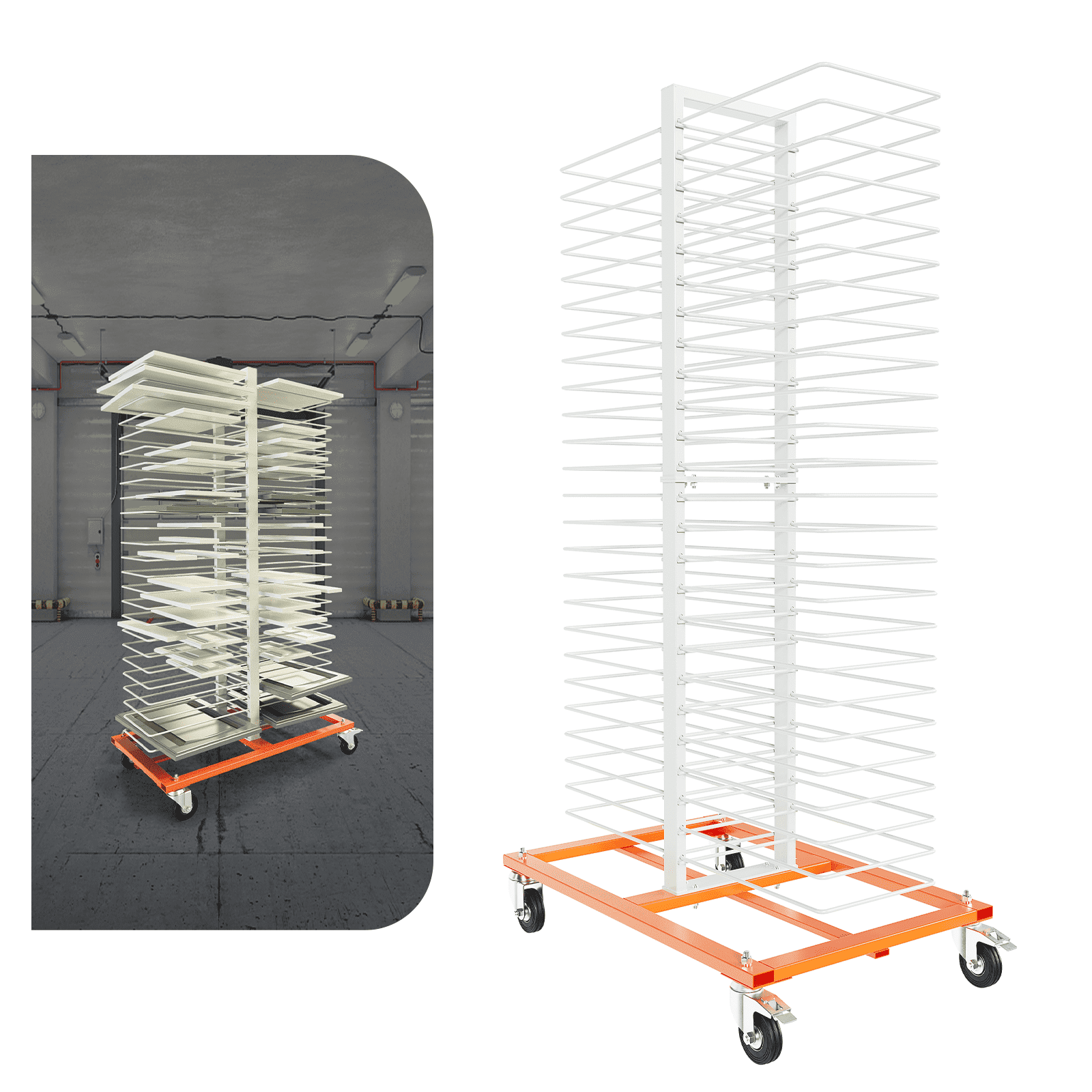 KOJEM 50 Shelf Drying Rack W/ Track Rollers for cabinets doors shelves ...