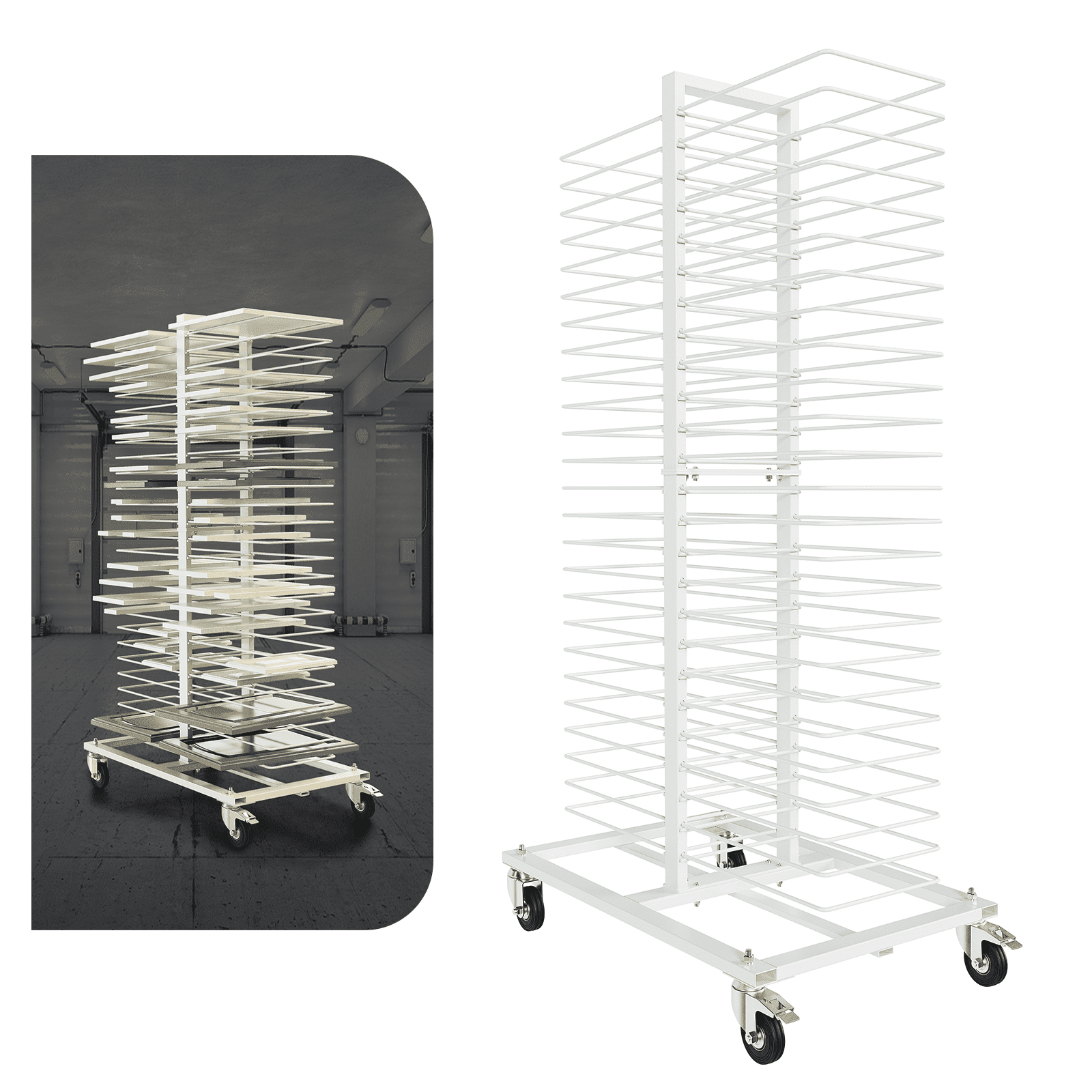 KOJEM Drying Rack with Track Rollers Over Cabinet Organizer Drying ...