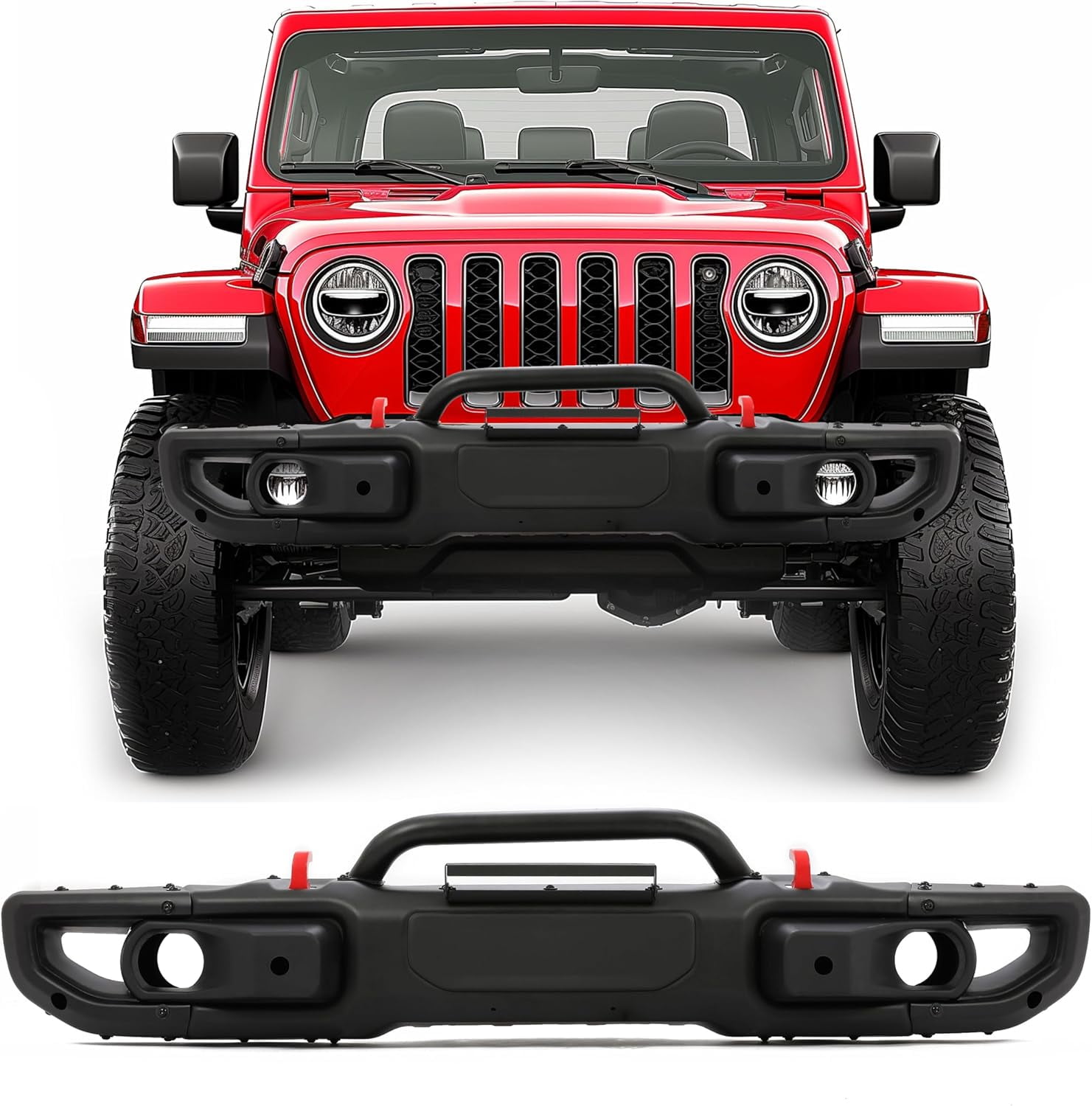 KOJEM Front Bumper Compatible with 2018-2025 Jeep Wrangler JL Rubicon ...