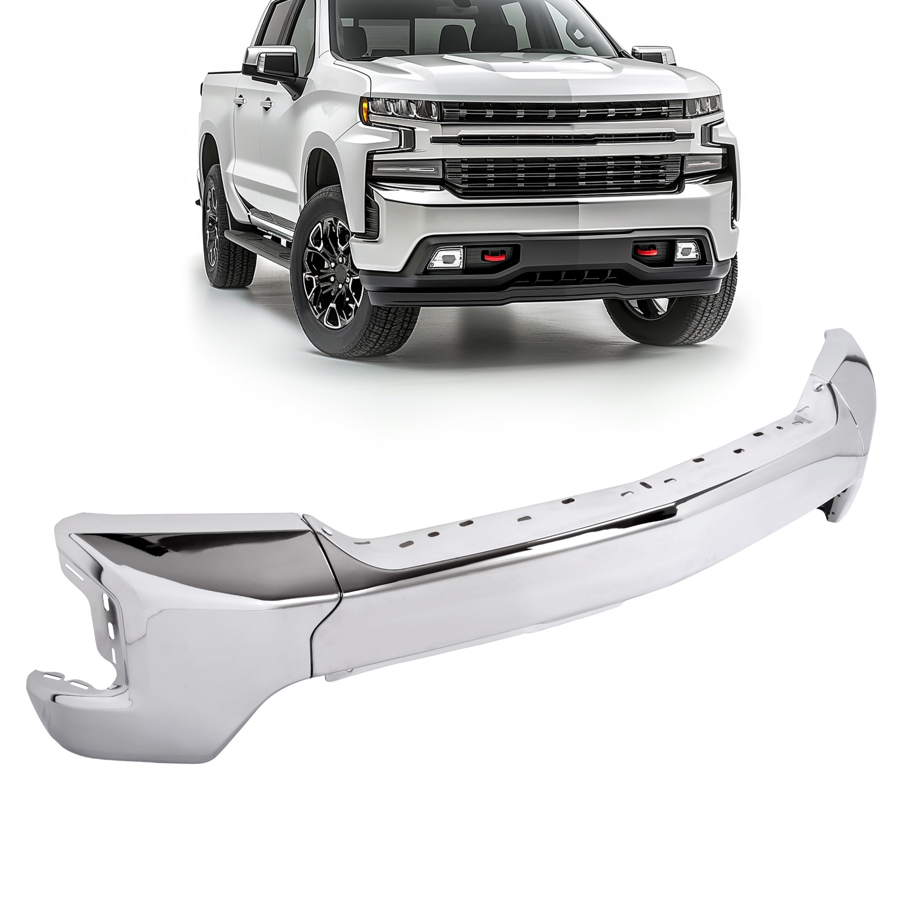 KOJEM Front Bumper Face Bar Fit for 2019-2022 Chevy Silverado 1500 Chrome Steel - Walmart.com