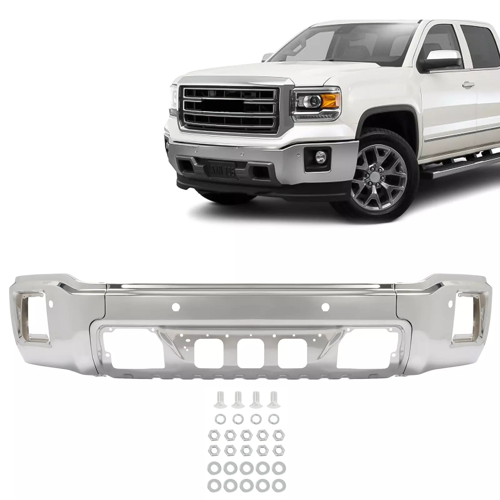 KOJEM Front Bumper Face Bar Fits for 2014-2015 GMC Sierra 1500 w/Fog ...