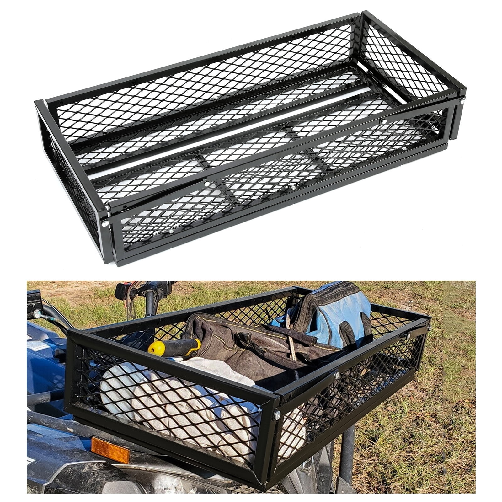 KOJEM Front Cargo Basket Universal ATV UTV Storage Rack Front Mesh Rack ...