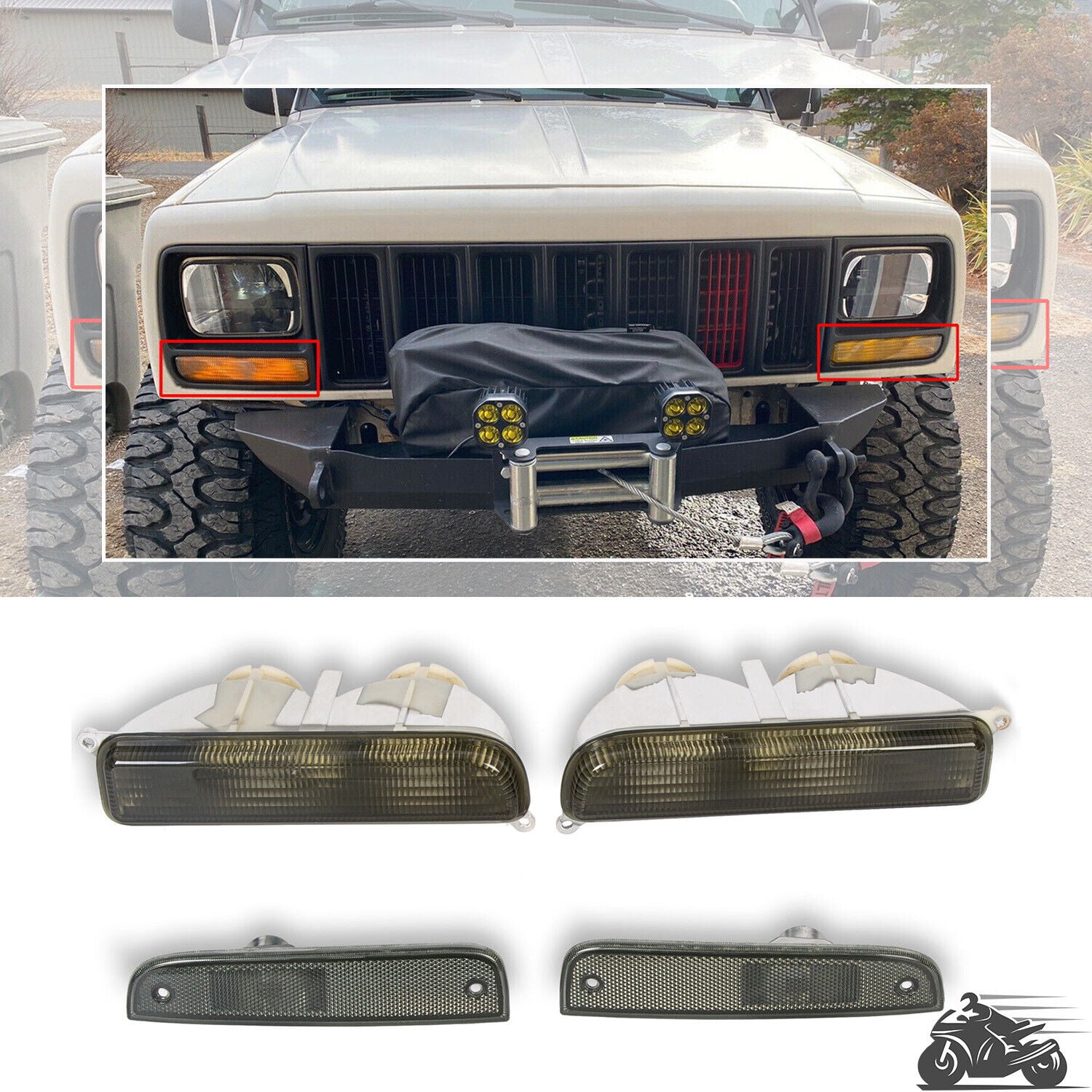 KOJEM Front Corner & Bumper Signal Lights Caps /Lens for 1997-2001 1998 ...