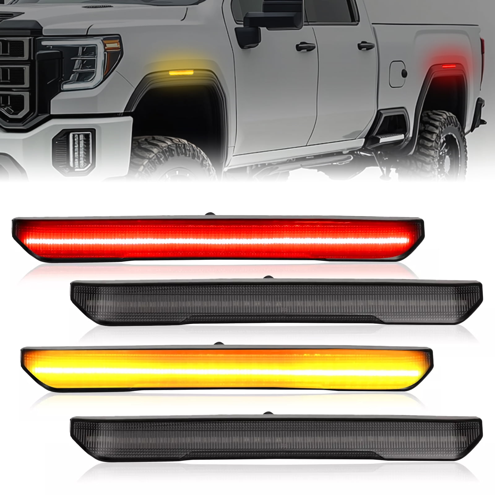KOJEM Front&Rear LED Side Marker Lights Compatible with 2020-2024 GMC ...