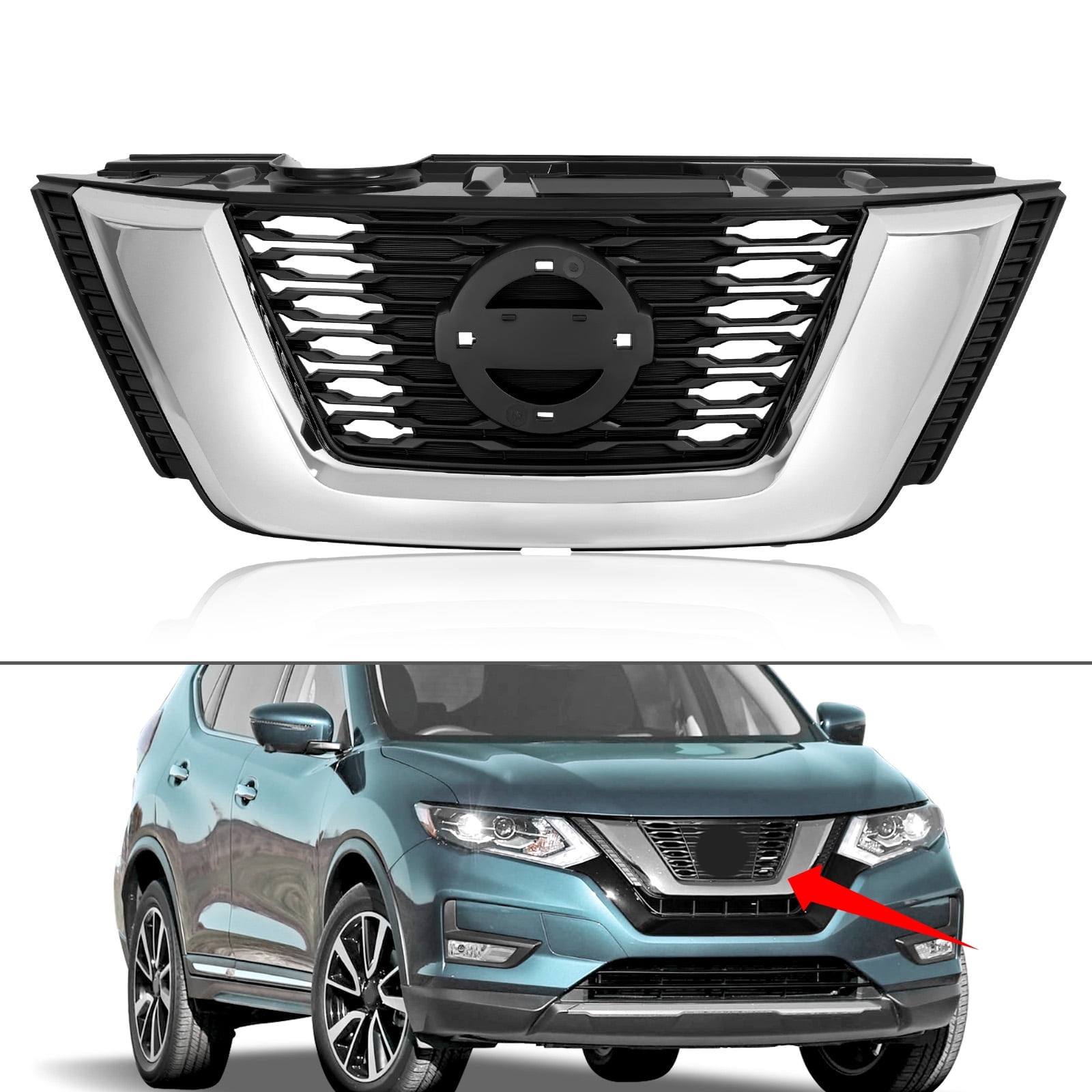 KOJEM Front Upper Grille for 2017-2020 Nissan Rogue 623106FL0B ...