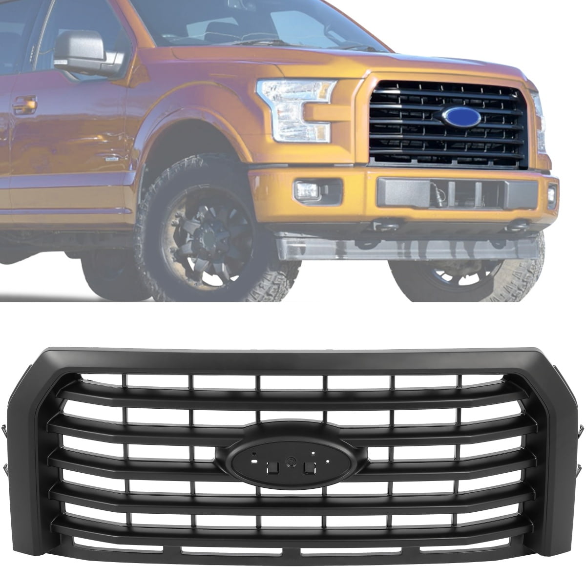 KOJEM Grille Fit for 2015-2017 Ford F150 2016 Painted Front Bumper ...