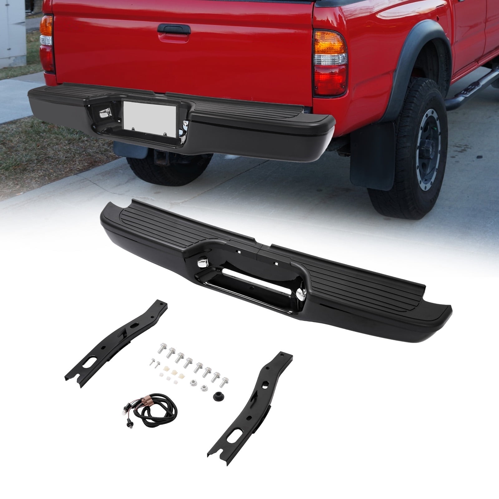 KOJEM Rear Step Bumper, Fit for 1995-2004 Toyota Tacoma, Black Powder ...