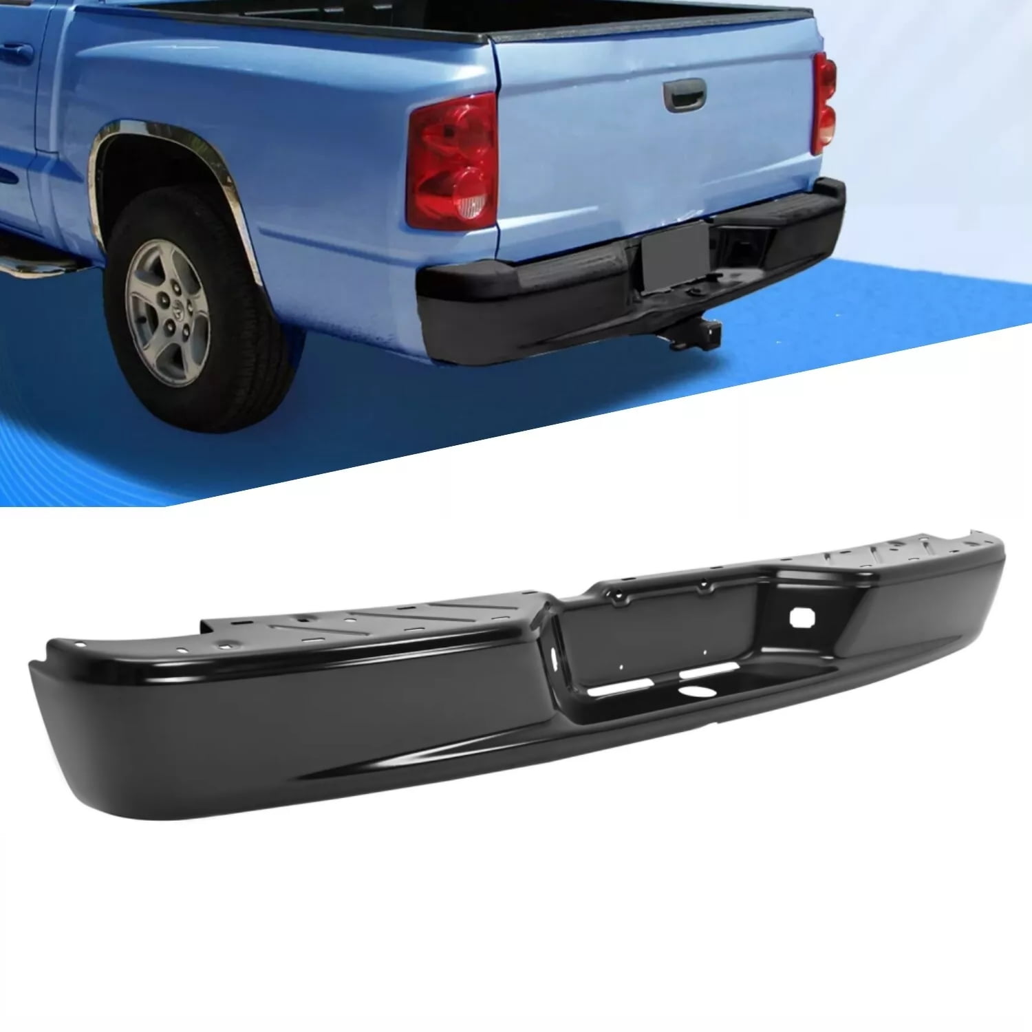 KOJEM Rear Step Bumper, Fit for 2005-2011 Dodge Dakota Mitsubishi With ...