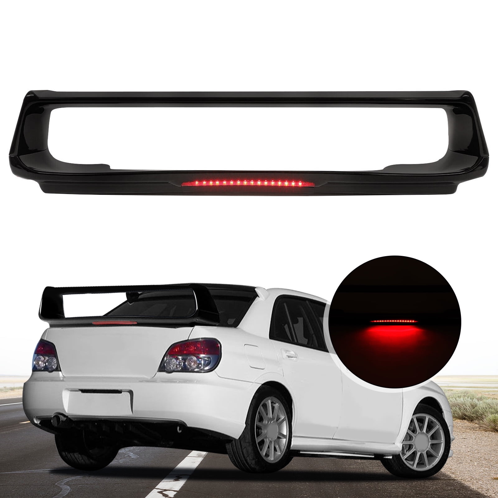 KOJEM Rear Trunk Spoiler Wing w/Brake Light Fit for 2002-2007 Subaru ...