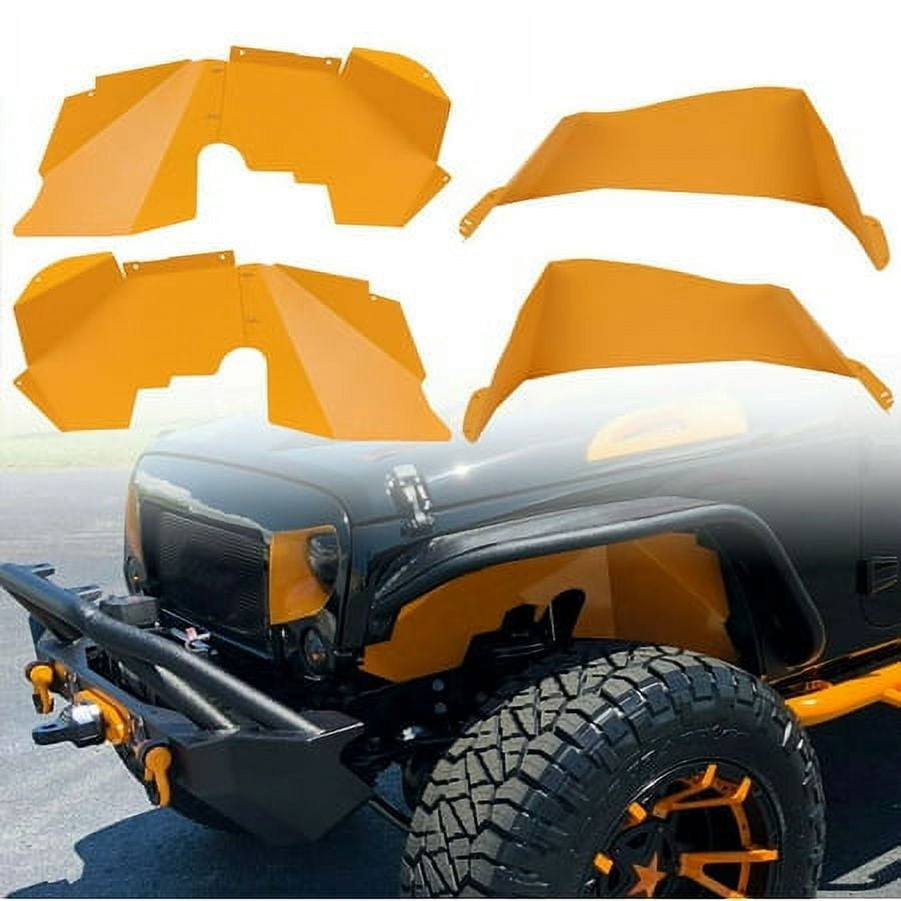 KOJEM Sheet Steel Orange Front + Rear Wheel Well Inner Fender Kit for ...