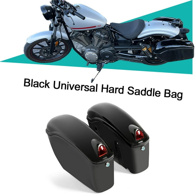 KOJEM Universal Motorcycle Hard Saddlebags w/ Light for Honda Yamaha ...