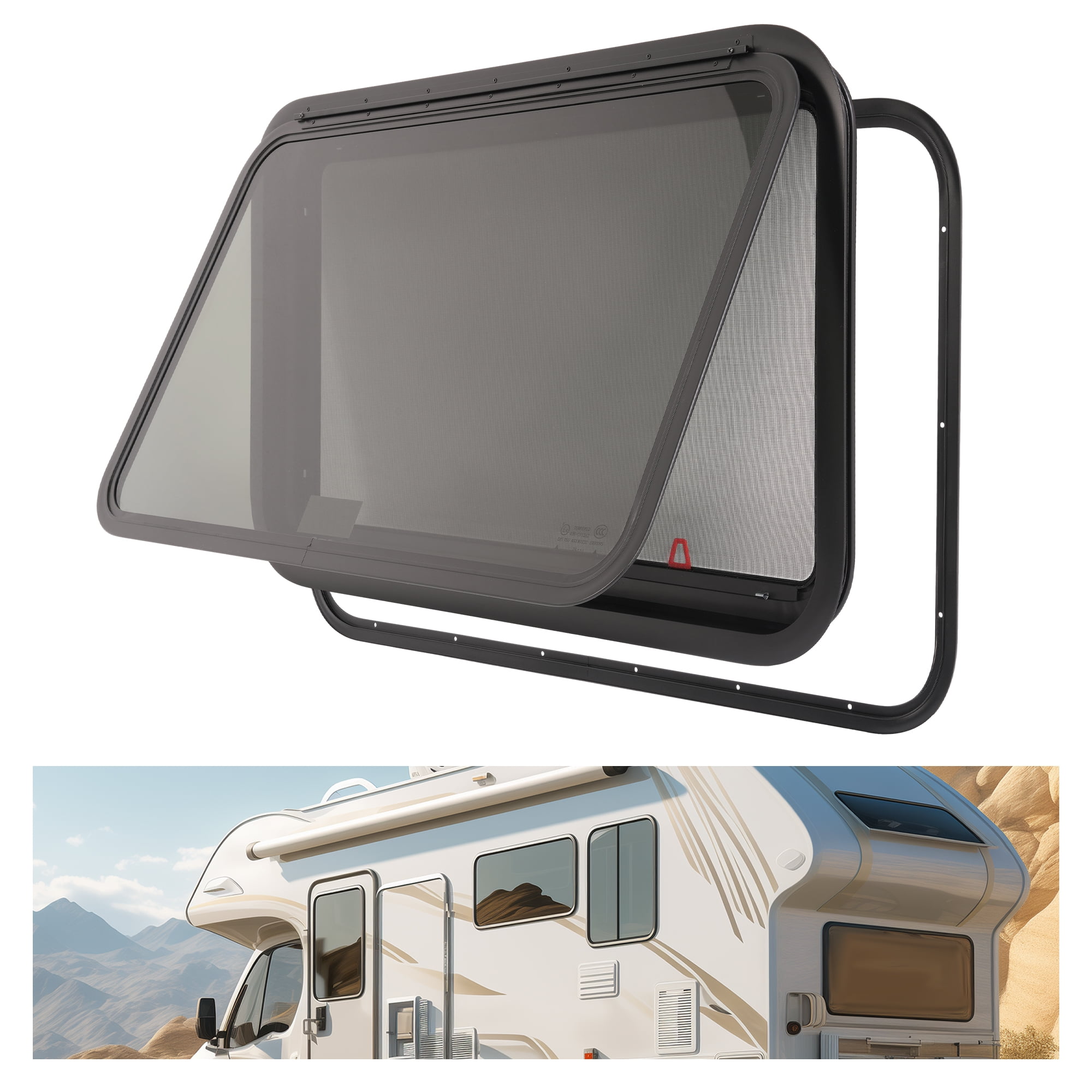 KOJEM Universal RV Exit Window 36" W x 22" H Optional Trim Camper RV Push Side Window ...