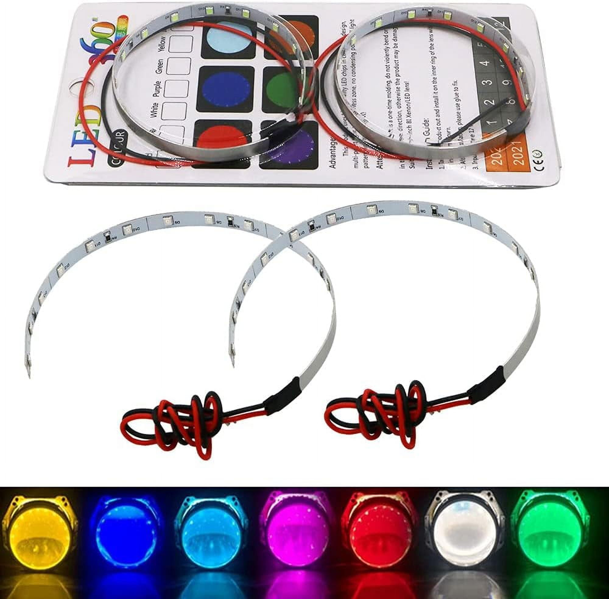 KOK-1Set LED Demon Devil Eyes Halo Rings 360 Degree Super Bright for 2. ...