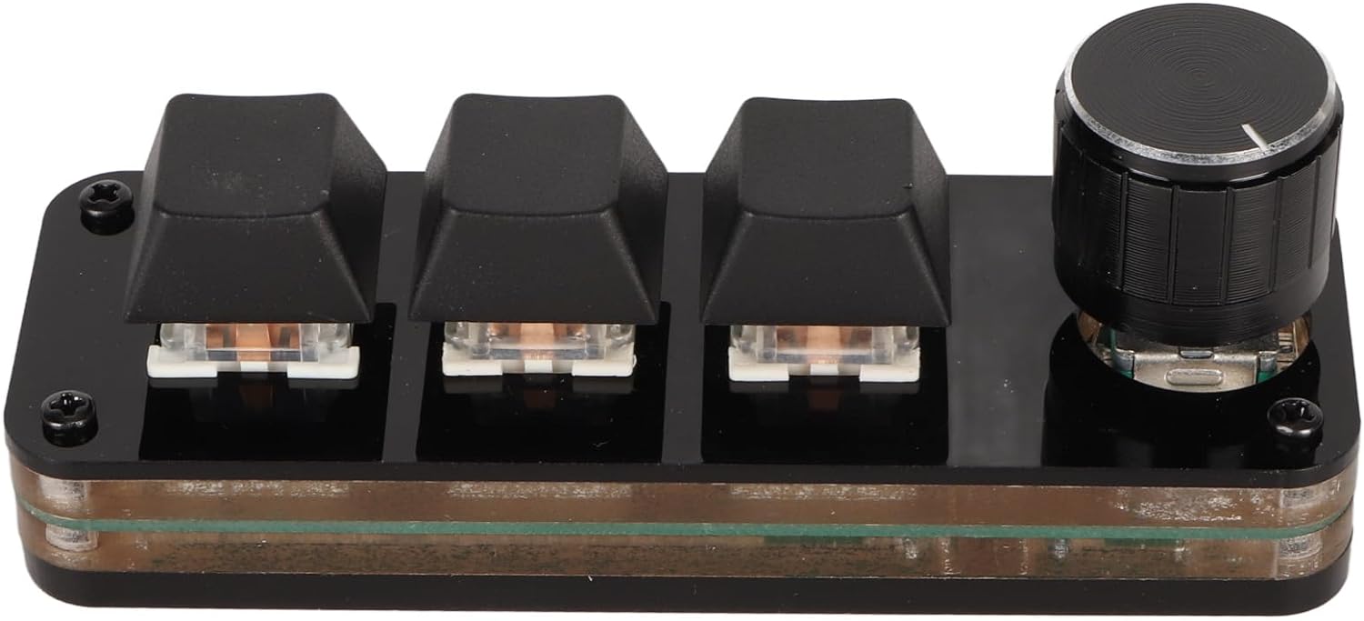 KOK-2 in 1 Mechanical Gaming Macro Keyboard, Mini 3 Key Keypad with Knob, Custom Programming Hot ...