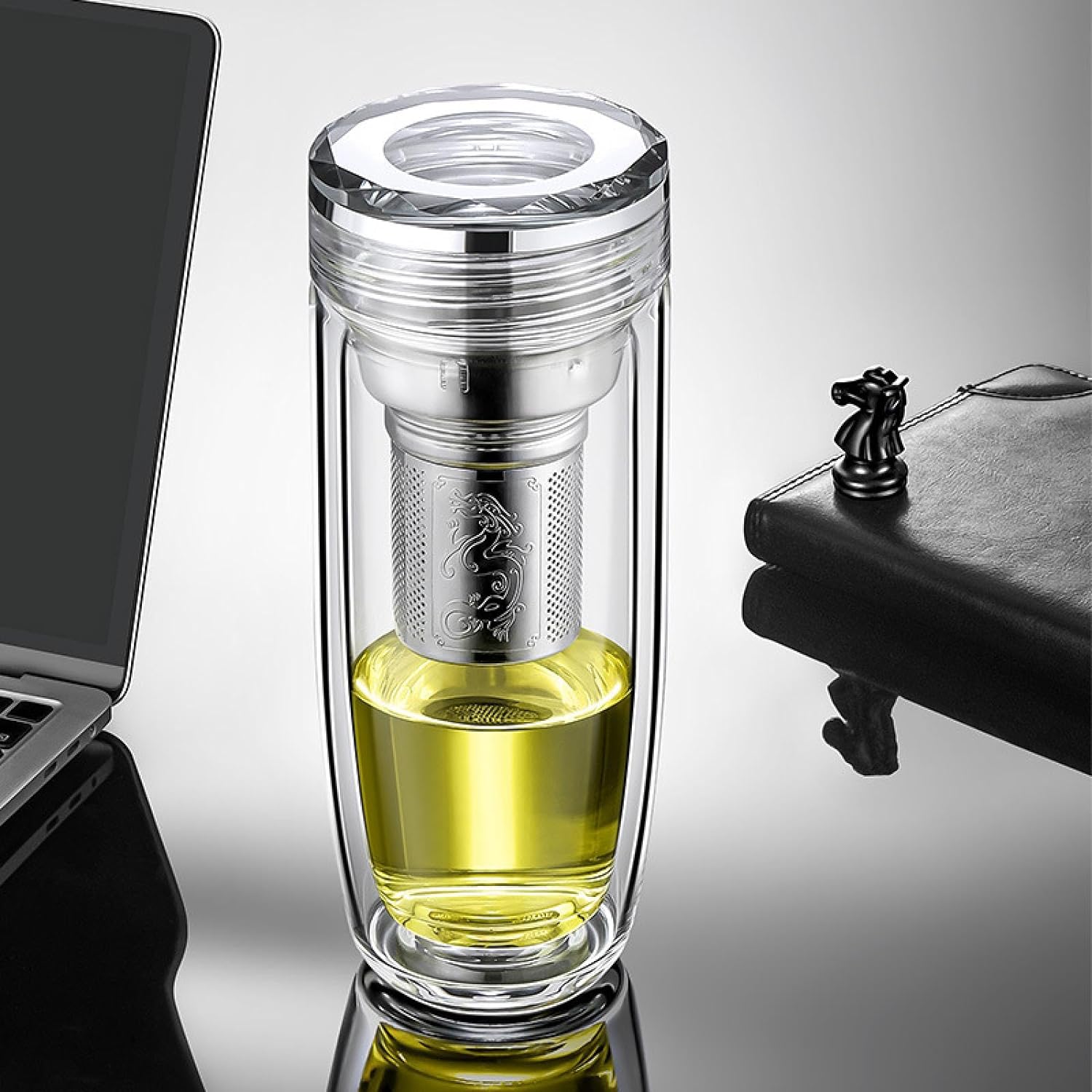 KOK-Crystal lid glass bubble teacup tea water separation high ...