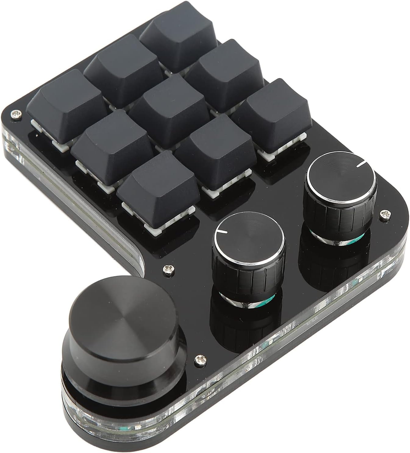 KOK-Mini Gaming Keypad 9 Keys, One Handed Programmable Keyboards with RGB Backlit and 3 Knobs ...