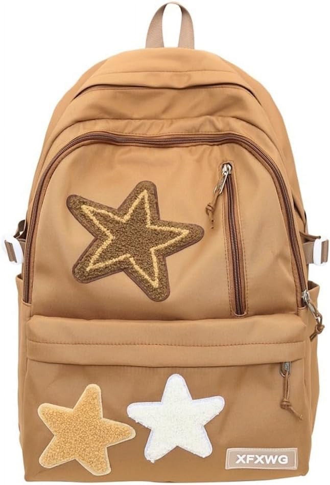 KOK-Preppy Backpack Plush Stars Patchwork Preppy Backpack Y2K Aesthetic ...