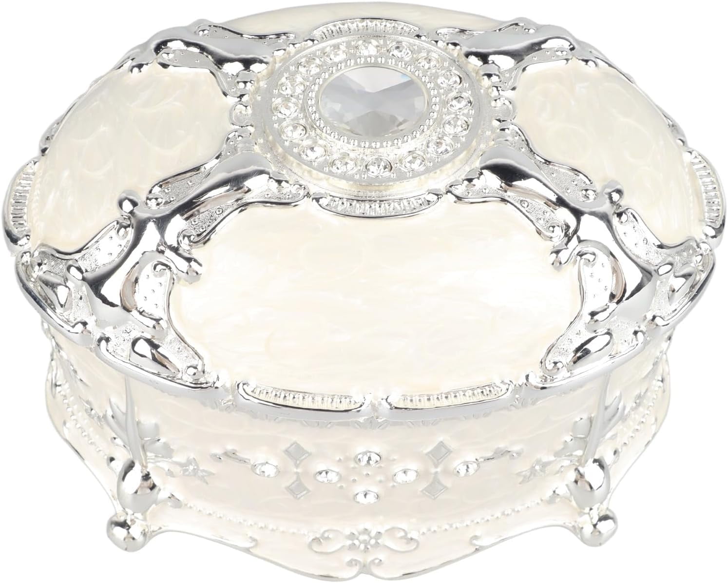 KOK-Vintage Jewelry Trinket Box, Oval Enameled Trinket Storage Box ...