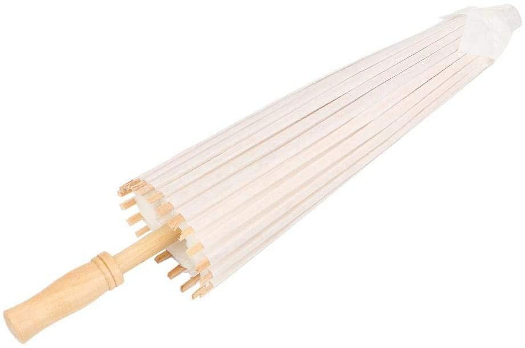 KOK-White Papier Umbrella Parasol, Classical Craft Umbrella Handmade Parasol, DIY White Umbrella ...