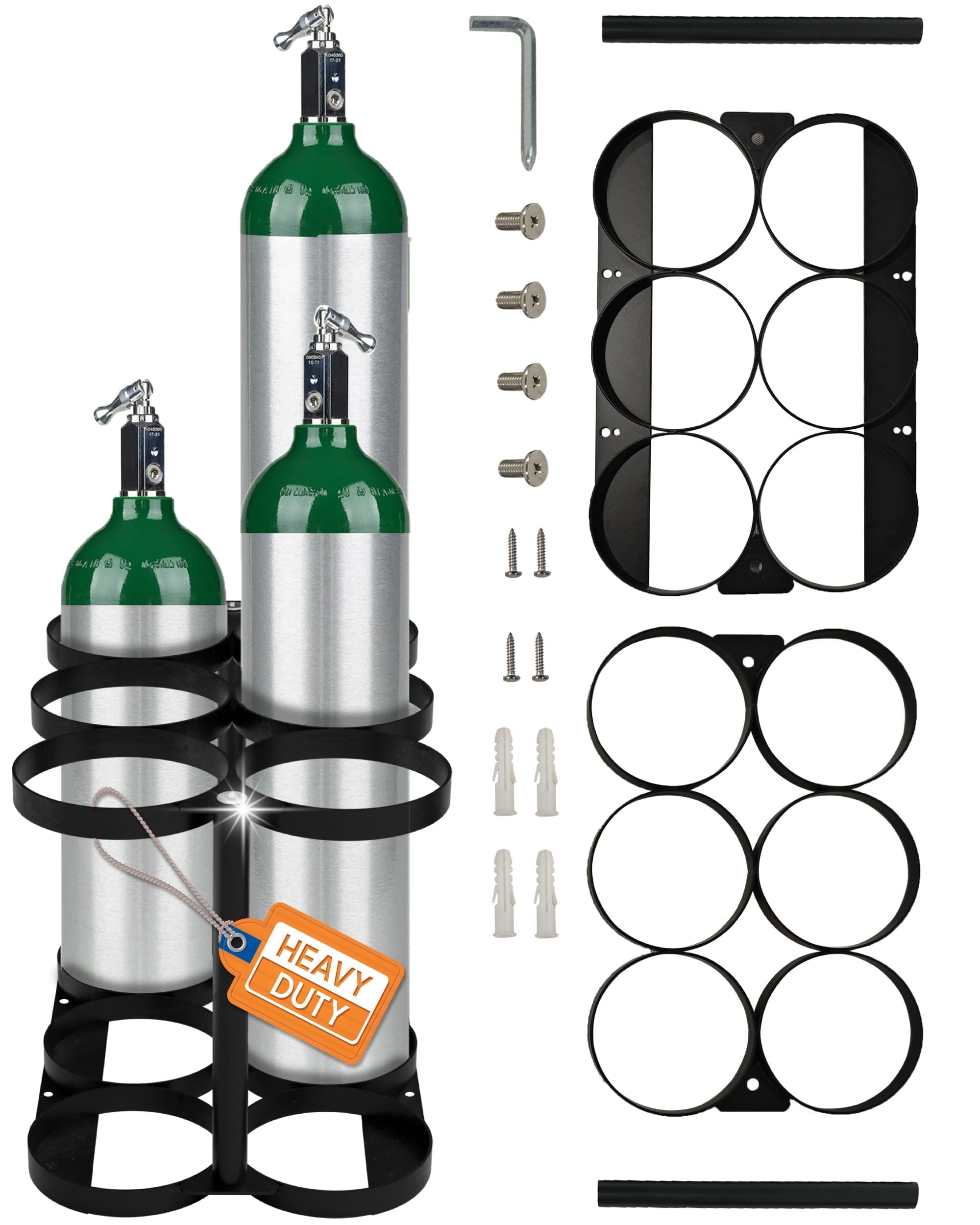 KOKAND Detachable Oxygen Tank Holder (6) for E, D, M9/C Size Cylinders - Walmart.com