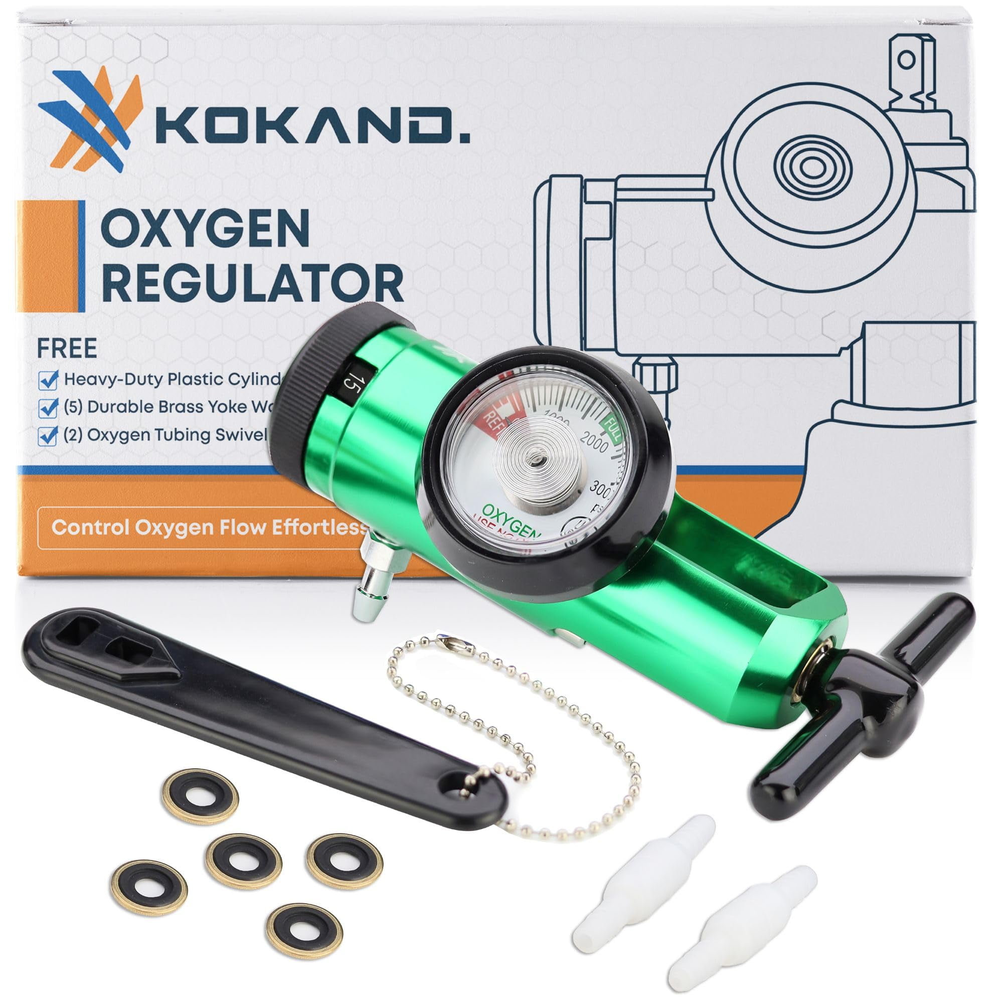 KOKAND Oxygen Regulator 0-15LPM - Oxygen Tank Regulator with Gauge ...