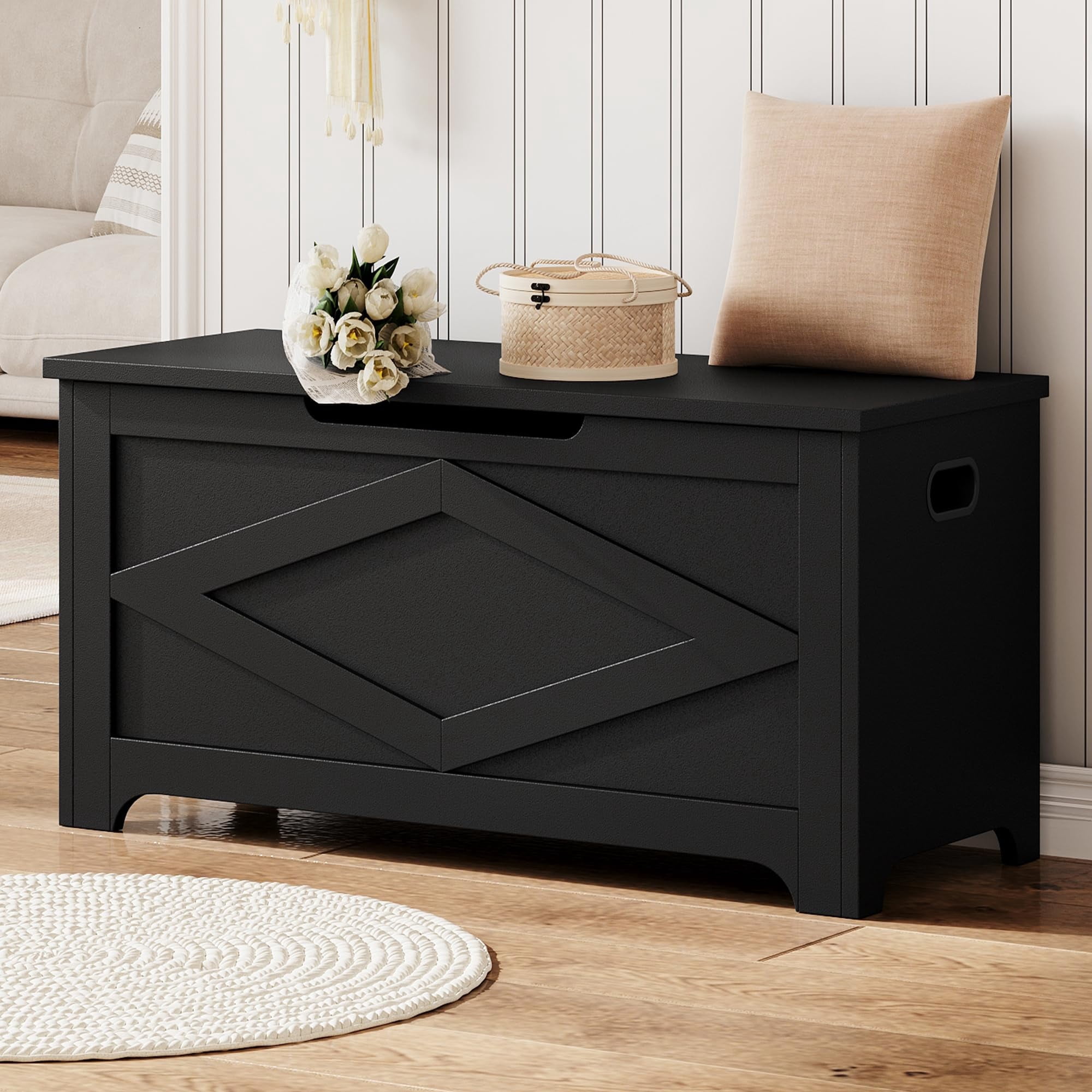 KOKEBREN 39.4"L Storage Chest, Wooden Toy Storage Bench, Modern Style ...