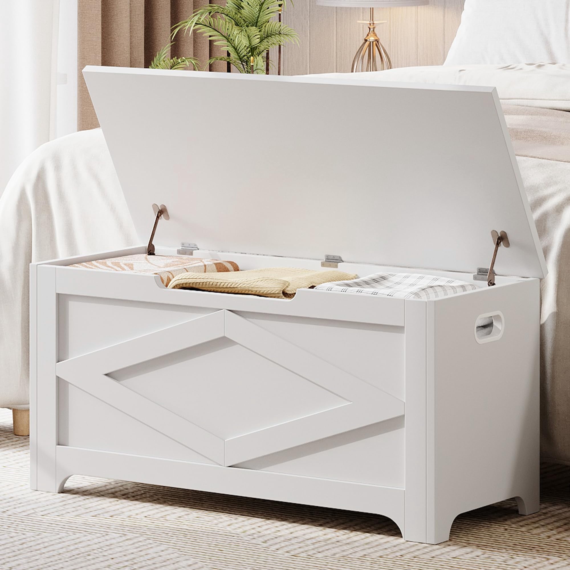 KOKEBREN 39.4"L Storage Chest, Wooden Toy Storage Bench, Modern Style ...