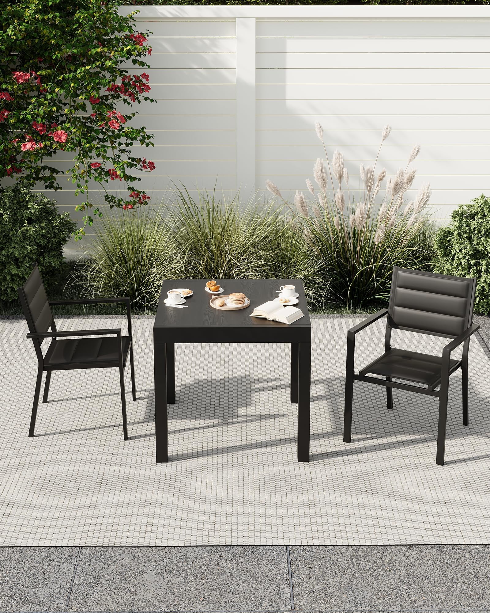 KOKEBREN Set of 2 Stackable Patio Dining Chairs ,Aluminum Stacking ...