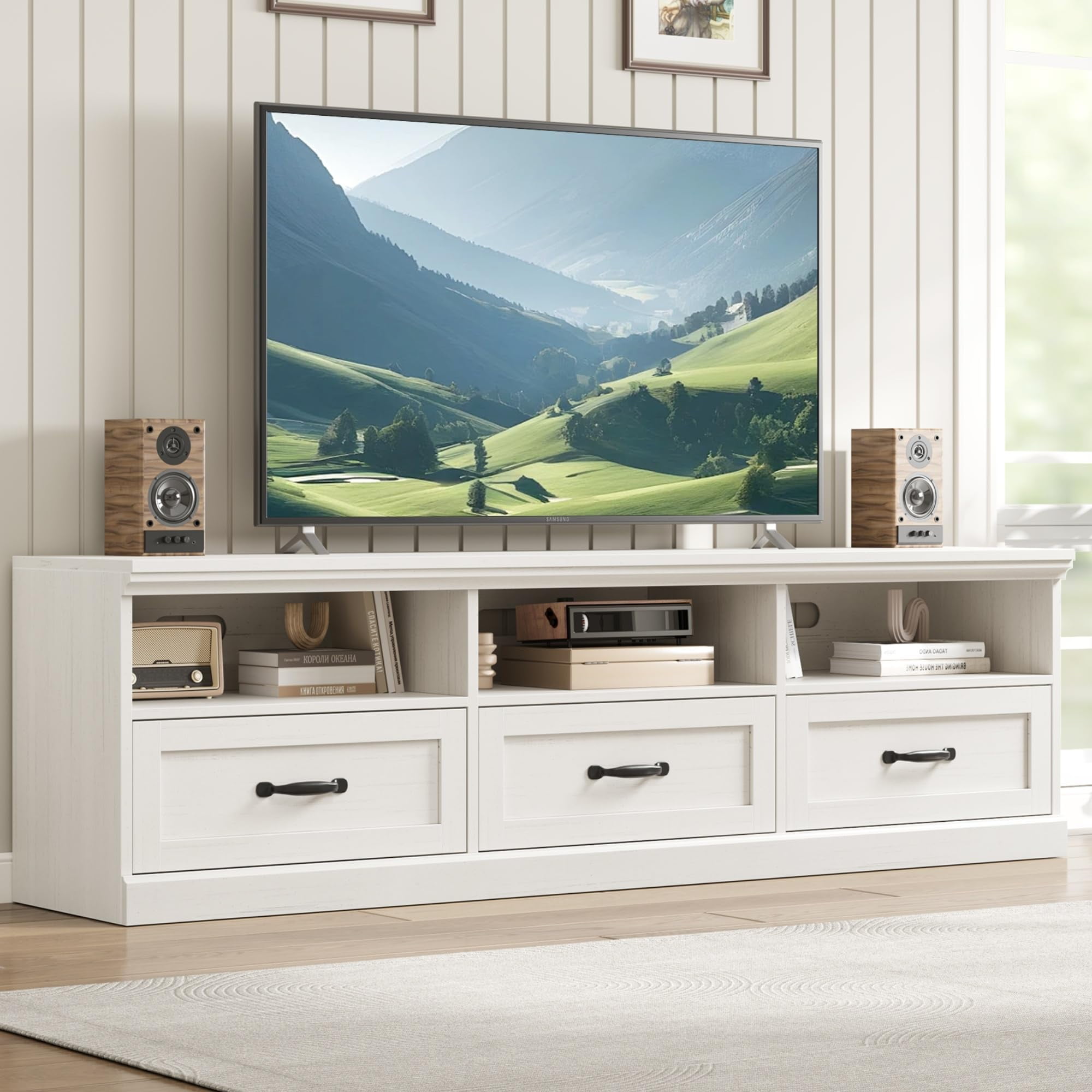 KOKEBREN TV Stand for 65/70/75 Inch, Entertainment Center with 3 ...