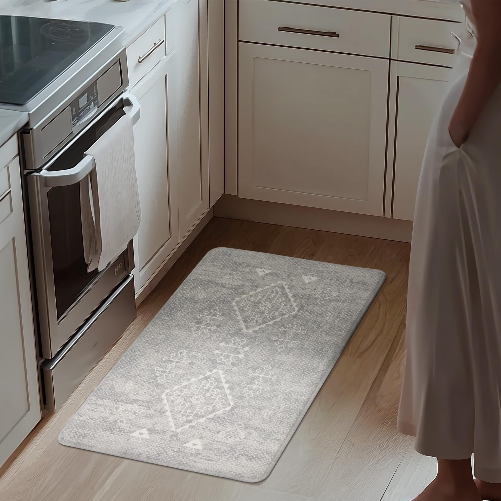 KOKHUB Boho Kitchen Mat, 1/2 Inch Thick Cushioned Kitchen Rugs, Anti ...