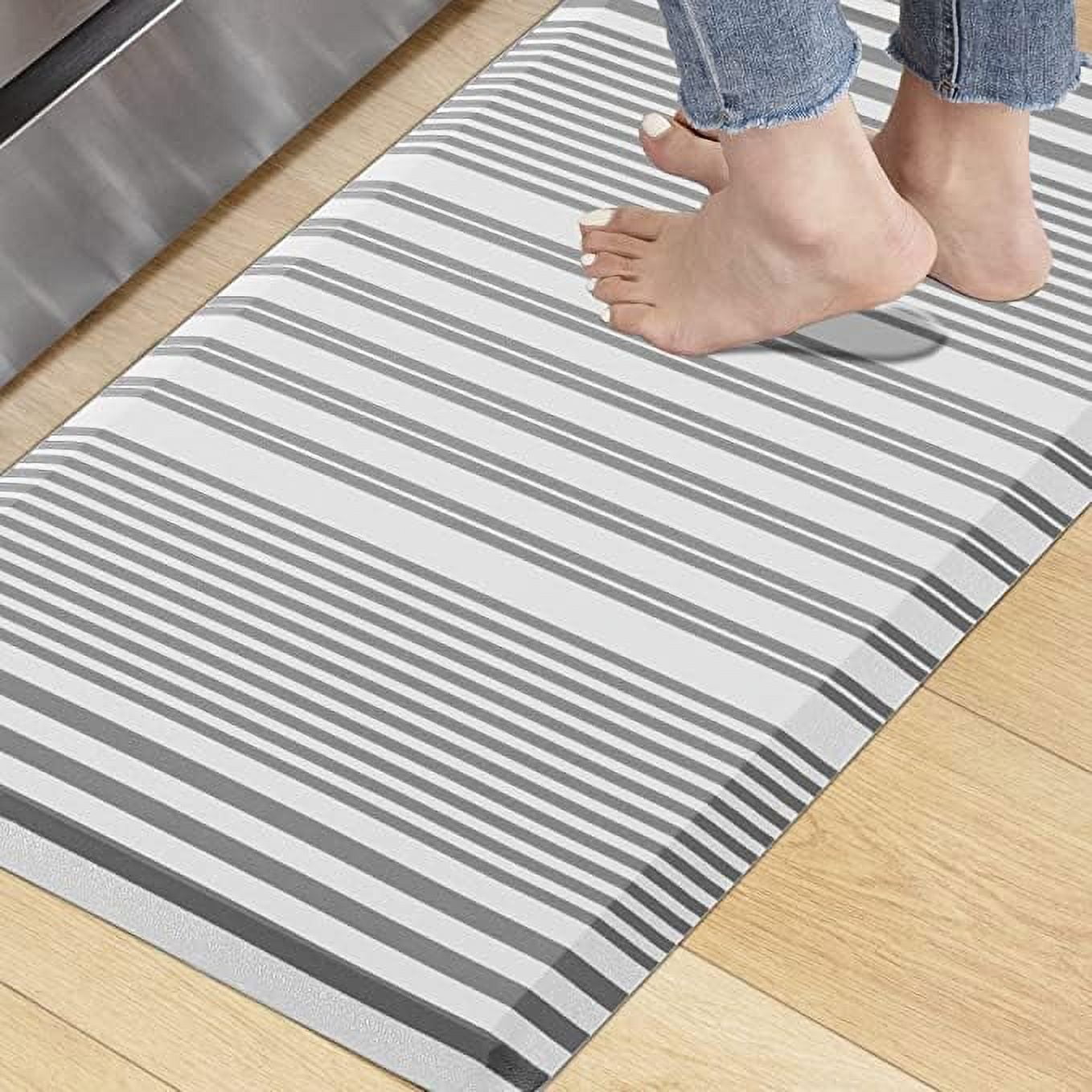KOKHUB Rectangle Deco Grey Kitchen Mat, 17.3" x 28" Waterproof Non Slip ...