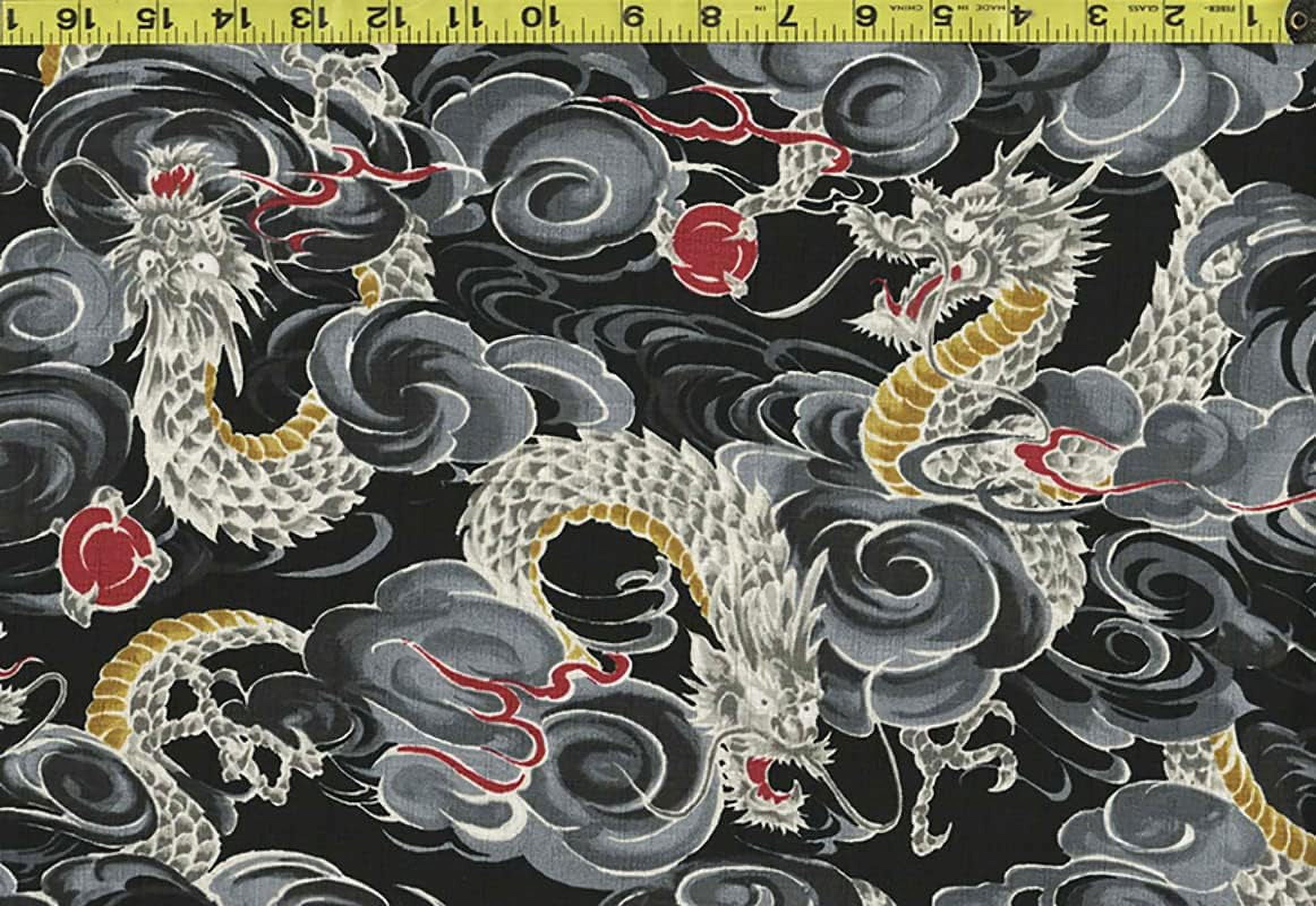 KOKKA Todoroki Dragons in The Clouds Dobby Weave YGA491103A40 Black by ...