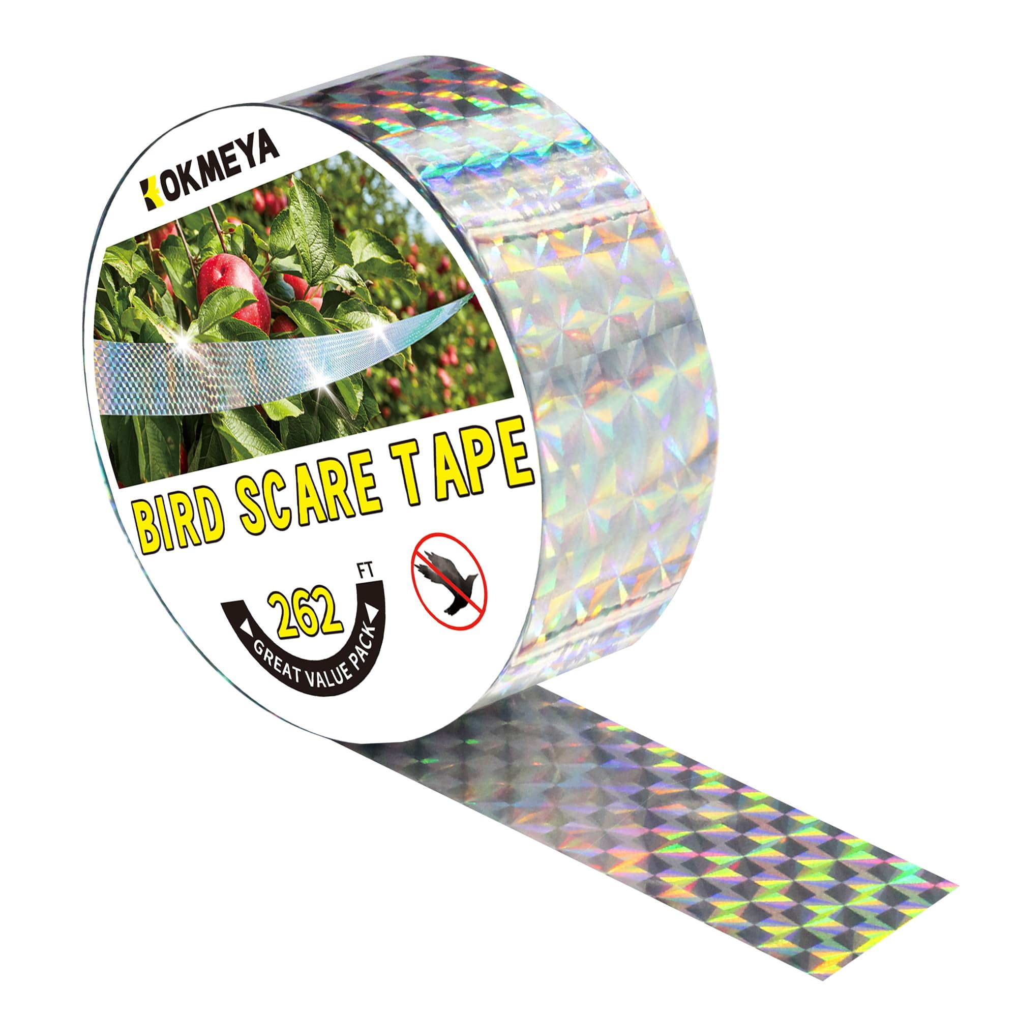 KOKMEYA Bird Scare Tapes 262FT*1 Reflective Flash Tape for Birds, Bird ...