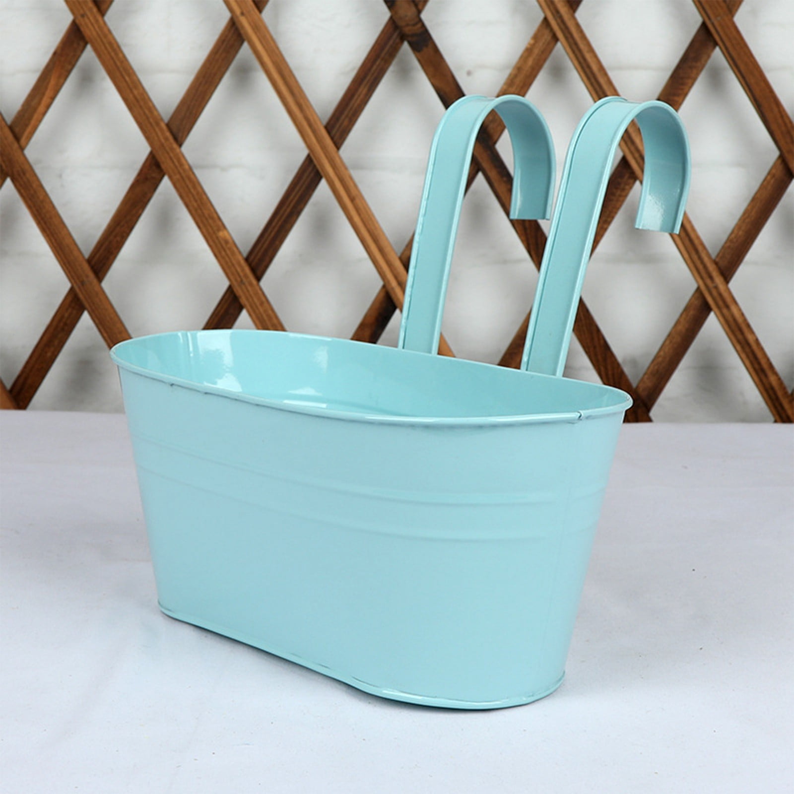 Outdoor Plants Planter Black Metal Iron Hanging Flower Pots Decks ...