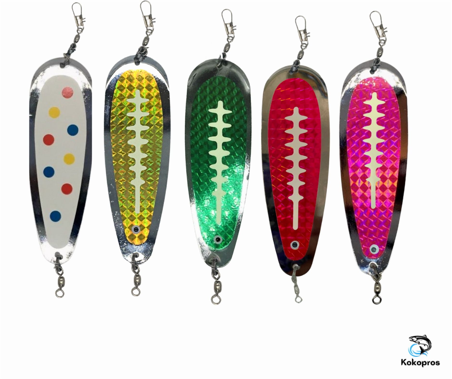 KOKOPROS- 5 Pack Fishing Lures, Kokanee Salmon Glow Teardrop Trolling ...