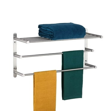 3 Tier Bath Towel Rack 24 Inch Wall Mounted Rack with Towel Bars Towel ...