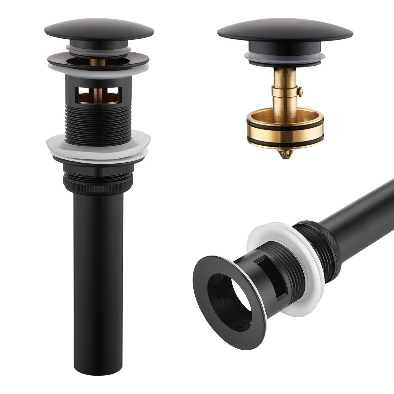 KOKOSIRI Bathroom Sink Drain with Detachable Hair Catcher, Matte Black ...