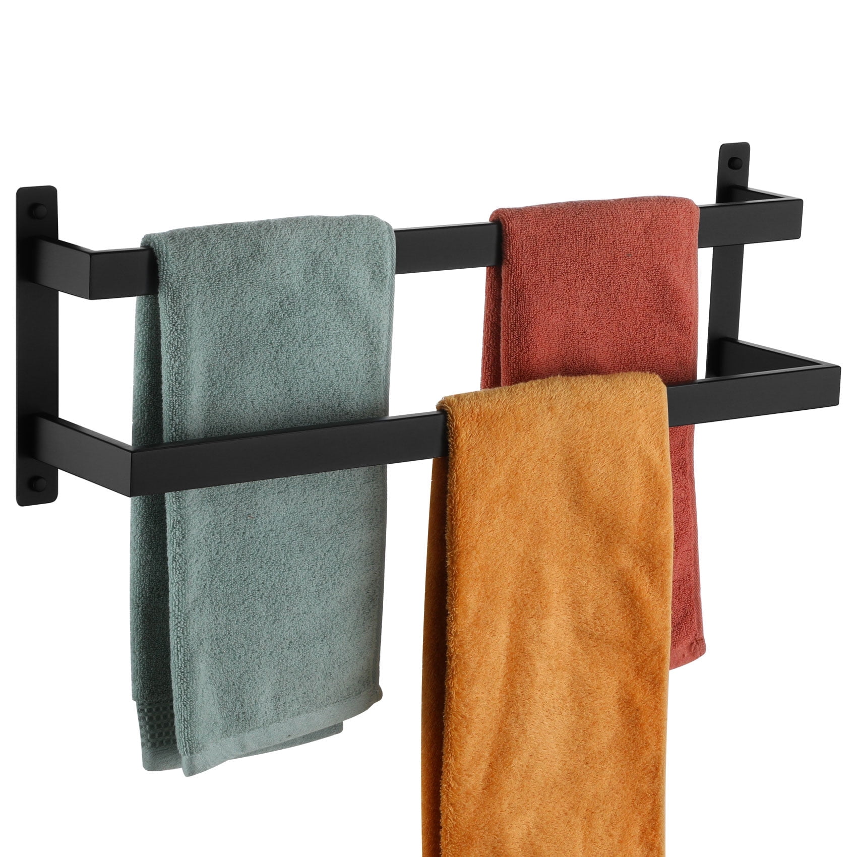 KOKOSIRI Towel Bars Black Bath Towel Holders 24-Inch Bathroom 2-Tiers ...