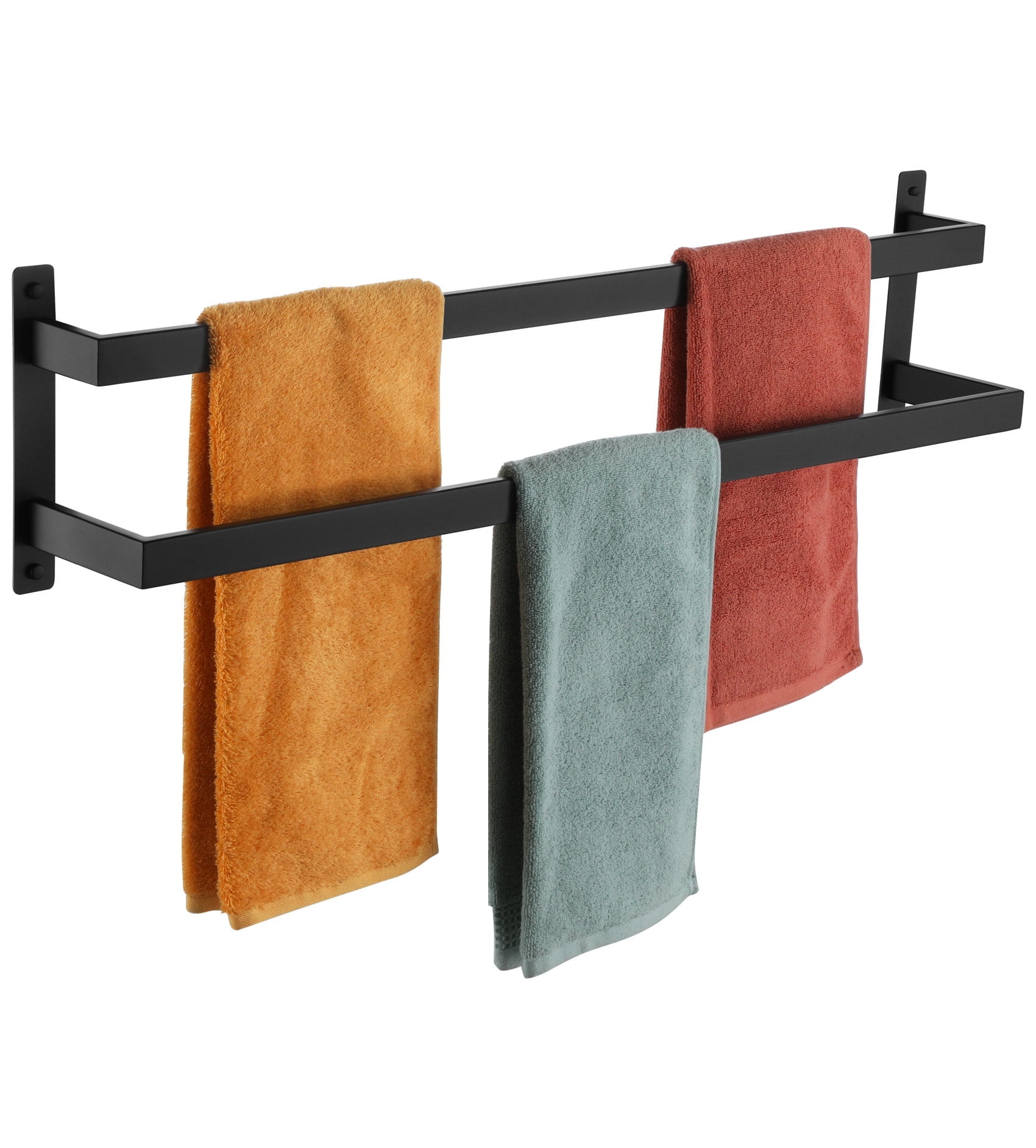 KOKOSIRI Towel Bars Black Bath Towel Holders 32 Inches Bathroom 2-Tiers ...