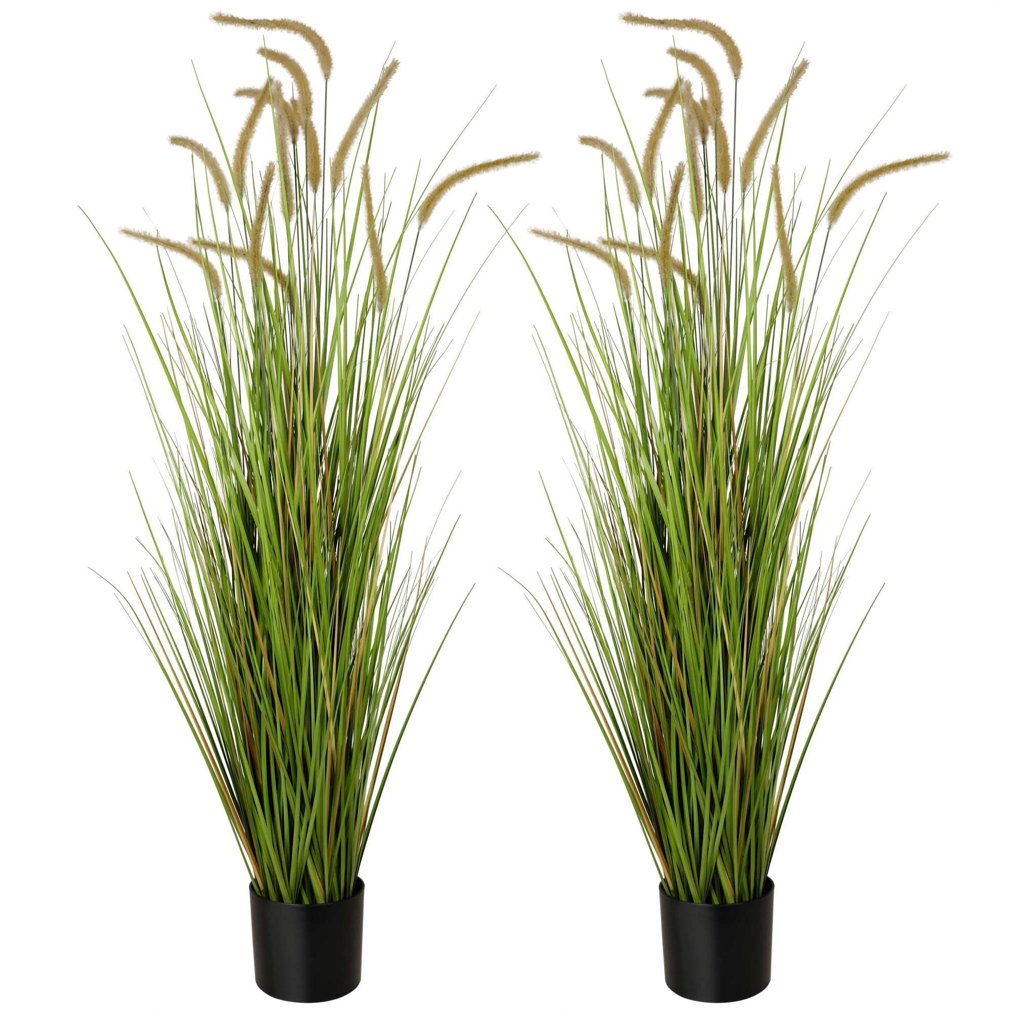 KOL Artificial 5ft 2-Pack Horsetail Reed Grass, 59in Tall Artificial ...