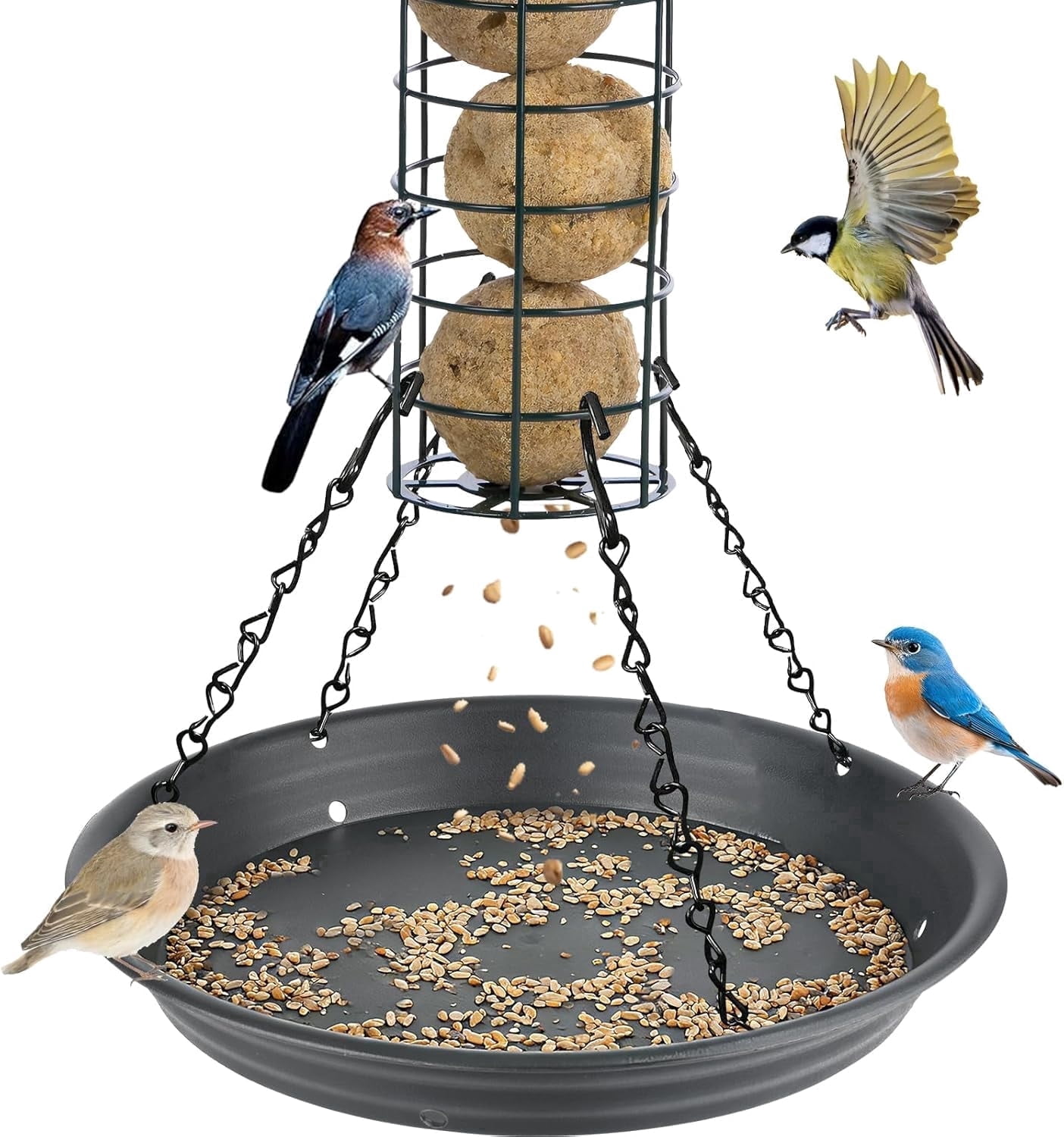 KOLAKO Bird Feeder Hanging Tray, Wild Bird Seed Catcher Platform for ...