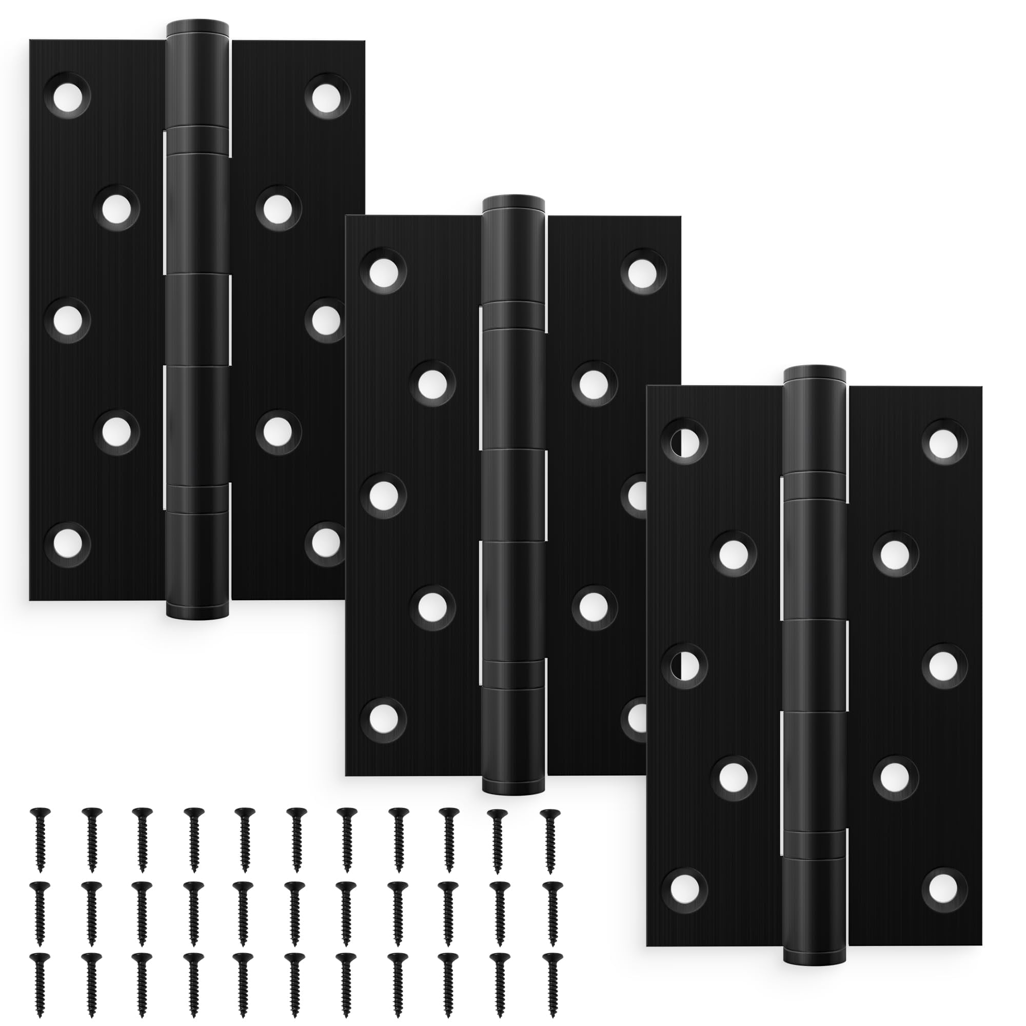 KOLET Ball Bearing Door Hinges, 5 x 3 Inches Door Hinges with Heavy Duty Stainless Steel, Square ...