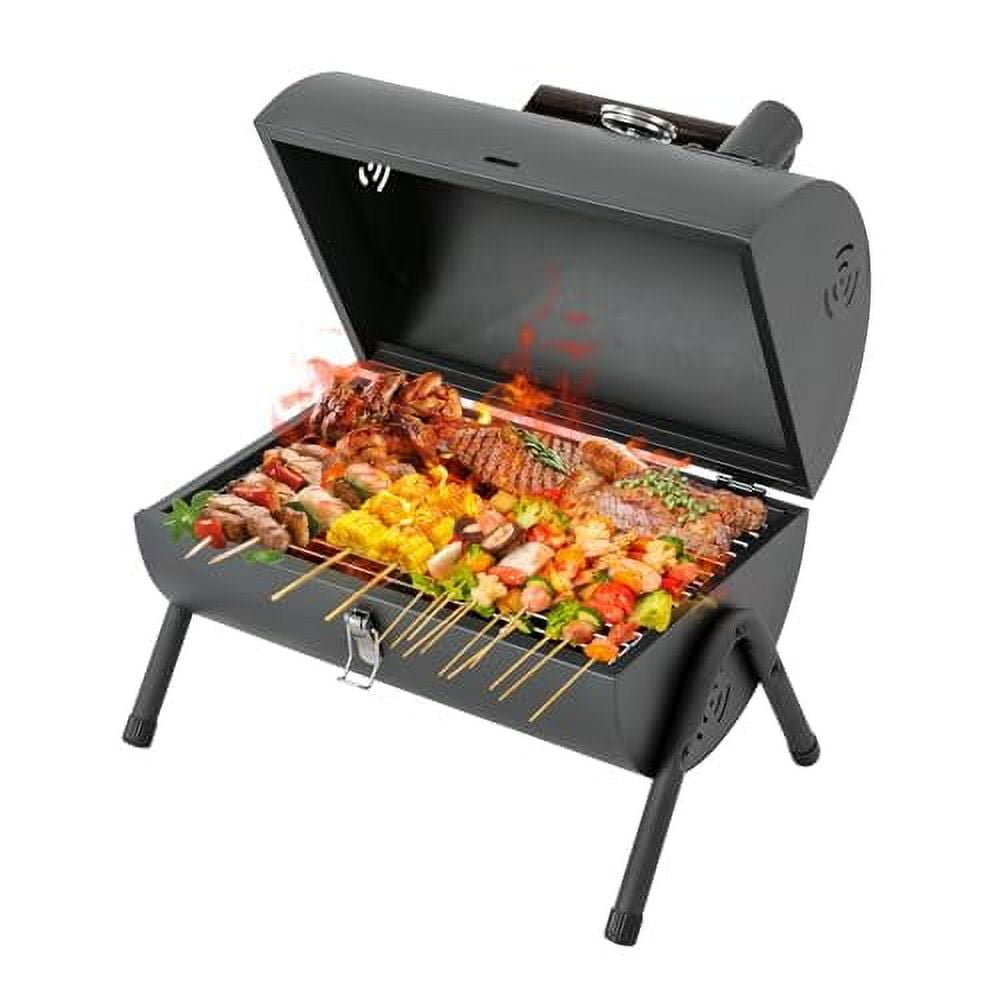 KOLHGNSE Portable Charcoal Grill with Thermometer, Tabletop Barbecue ...
