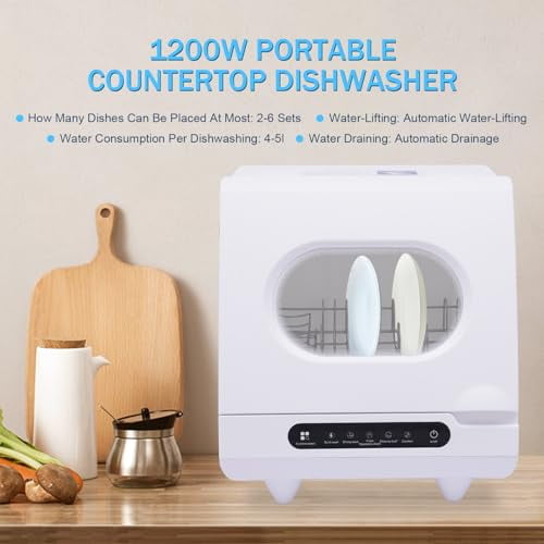 KOLHGNSE Portable Dishwasher Countertop, 5 Washing Programs Small ...