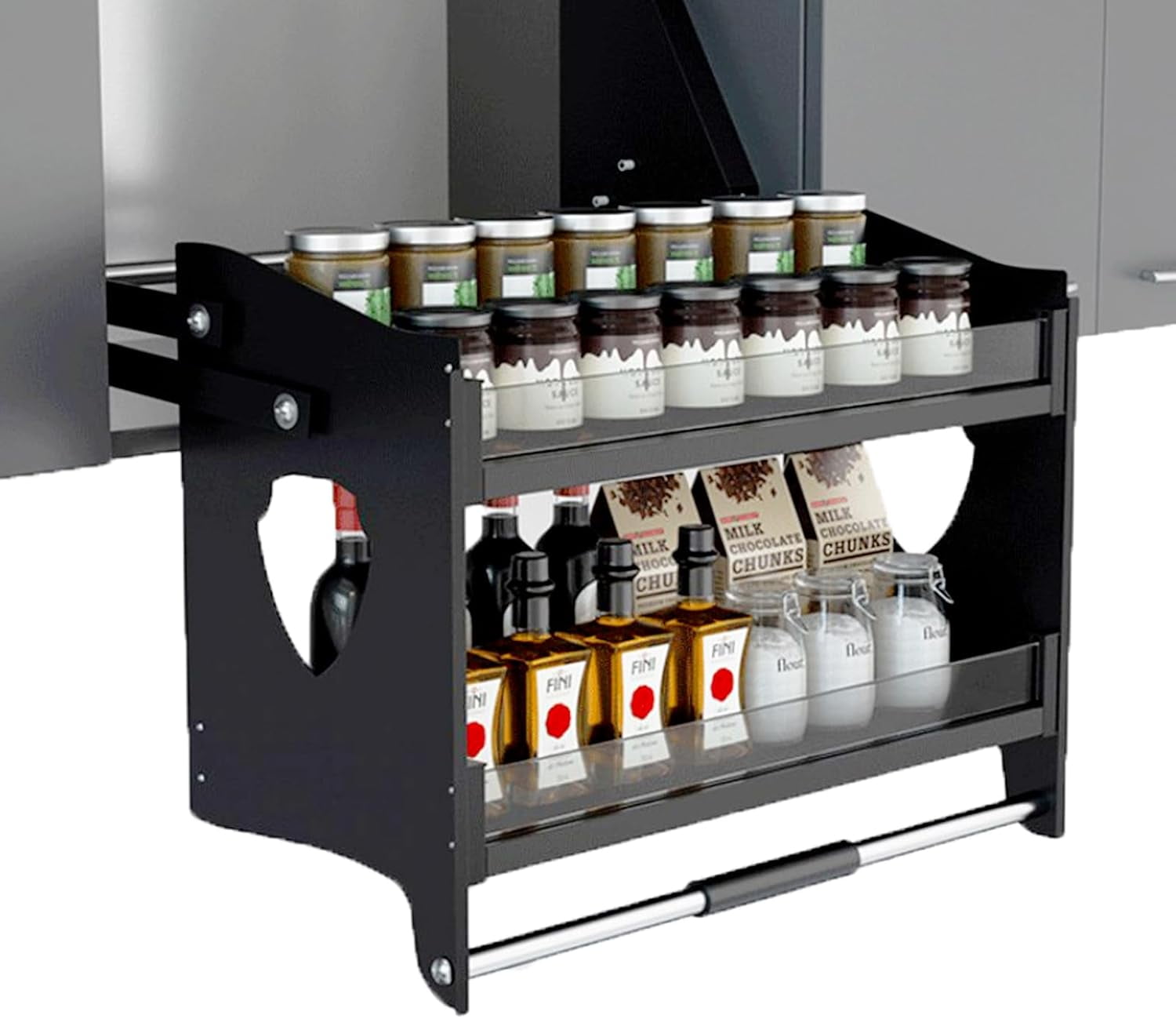 KOLHGNSE Pull Down Cabinet Organizer, 2-Tier Pull Down Shelf, Heavy ...