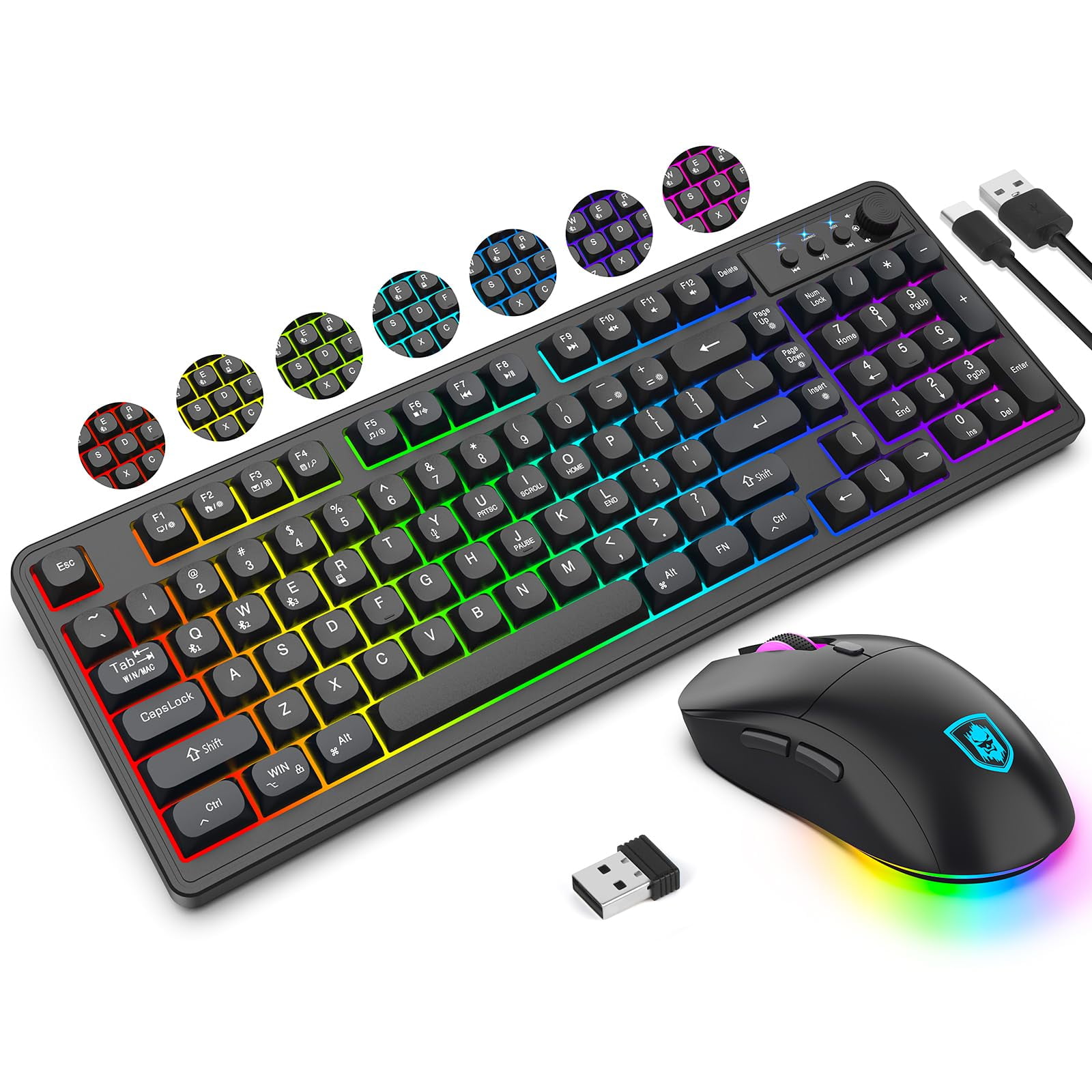 KOLMAX BT98 Wireless Keyboard and Mouse Combo,Triple Mode 2.4G/Wired ...